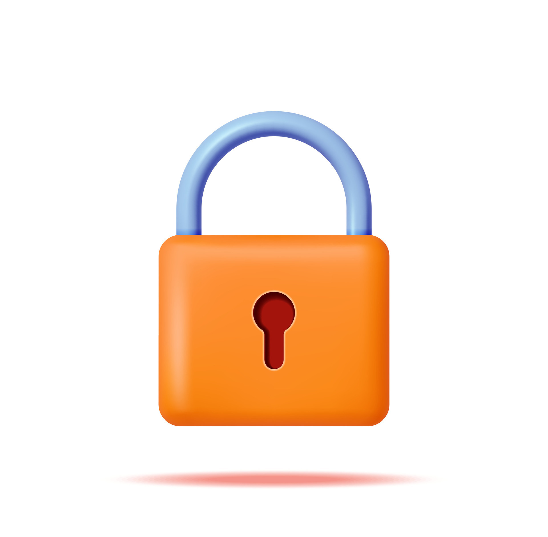 3d Orange Padlock Isolated On White Render Pad Lock Icon With Keyhole Concept Of Security