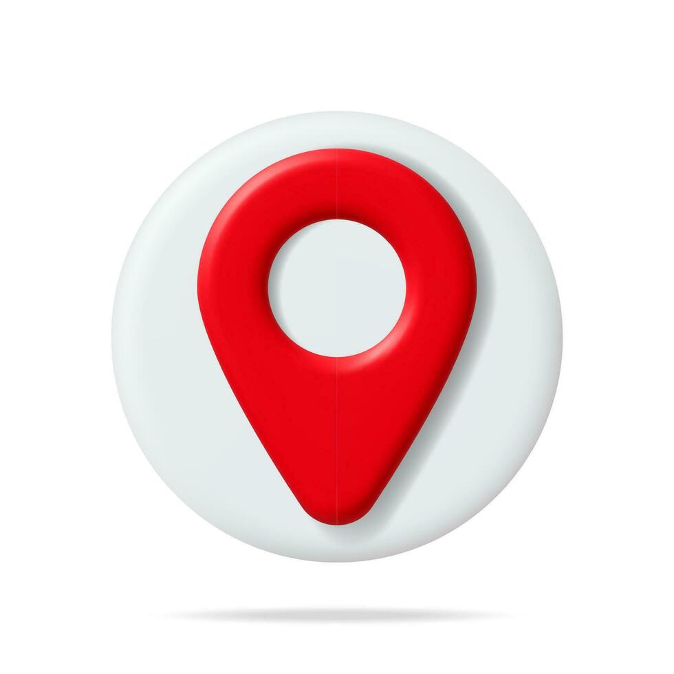 3D Location Map Pin Isolated on White. Red GPS Pointer Marker Icon. GPS and Navigation Symbol ...