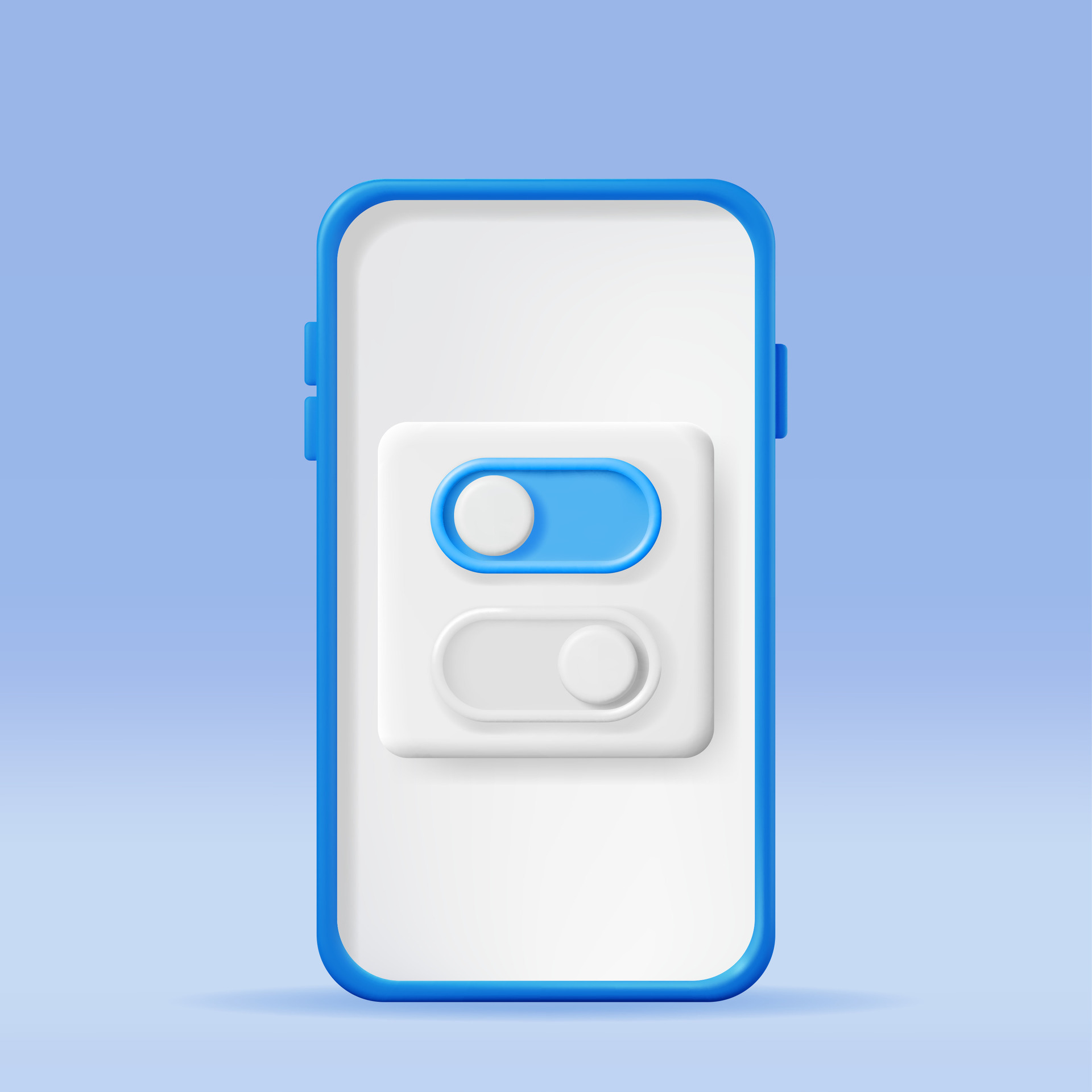 3d On And Off Buttons Switch In Smartphone Isolated Render Slider Bars Selector In Mobile Phone