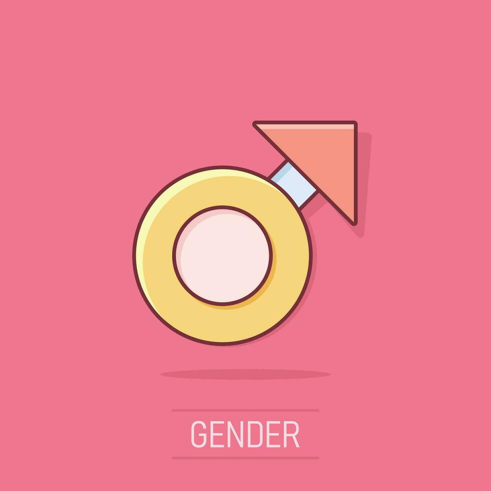 Vector Cartoon Male Sex Symbol Icon In Comic Style Men Gender Concept