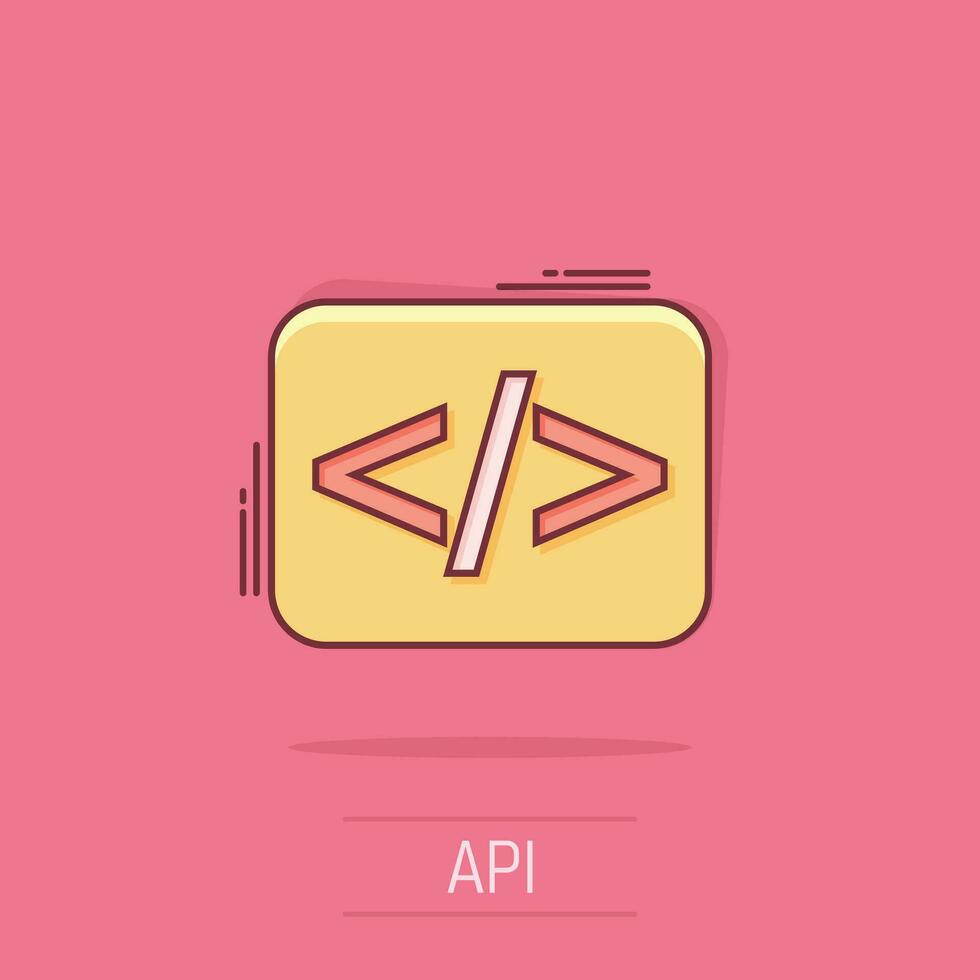 Vector cartoon open source icon in comic style. Api programming concept ...
