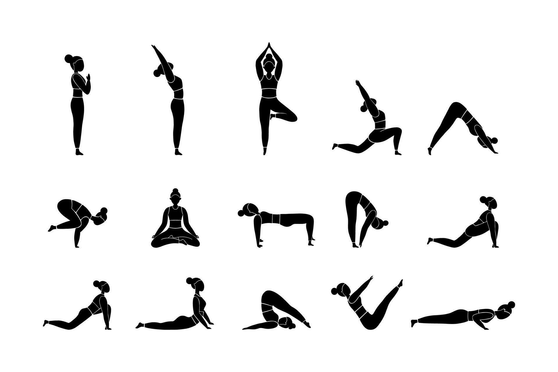 Woman Doing Yoga Exercises Set 35866475 Vector Art At Vecteezy
