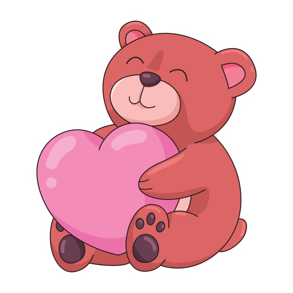 Cute Teddy Bear Holding A Pink Heart Valentine Day Love Romance