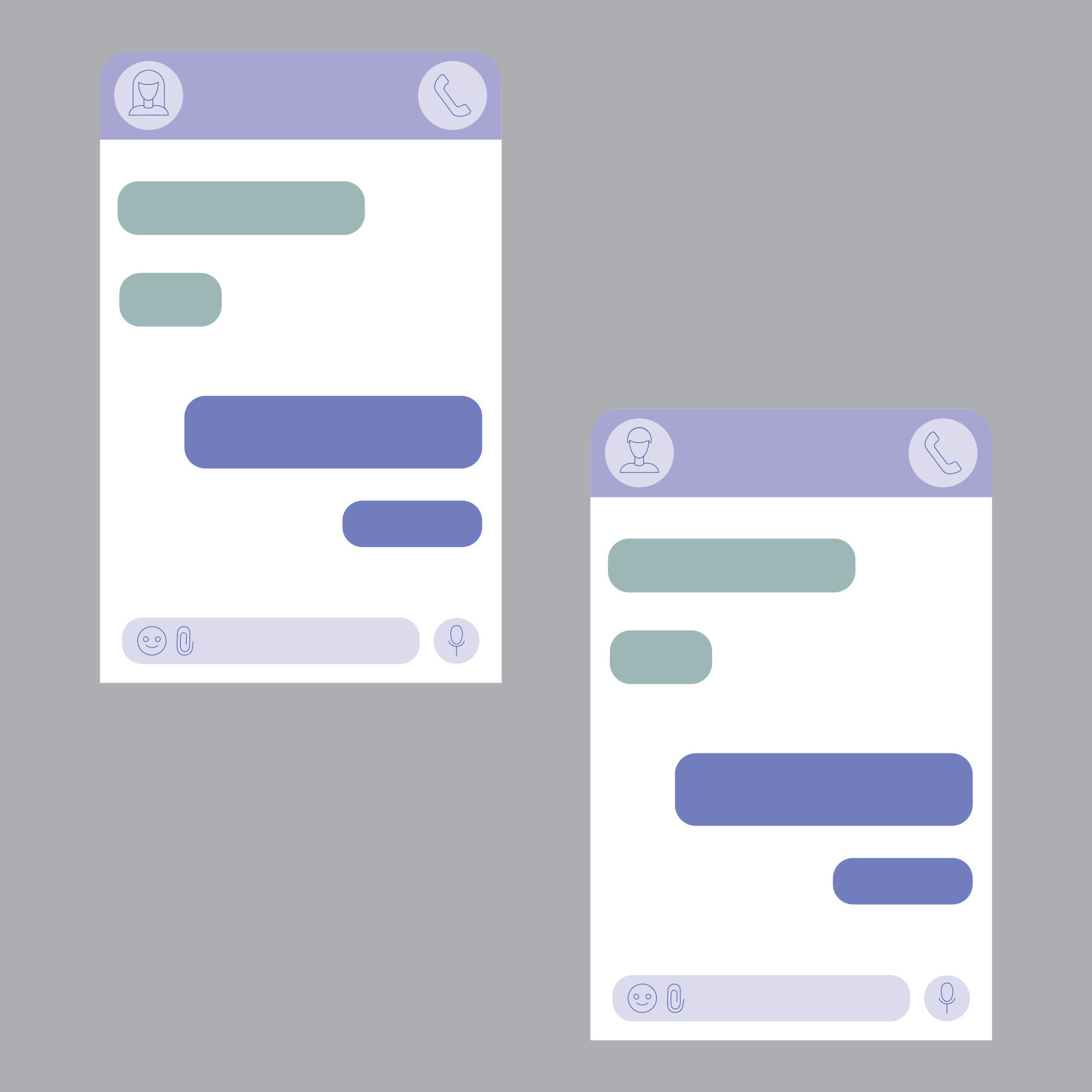 Chatbot Or Messenger Dialog Boxes With Empty Text Fields Flat Design