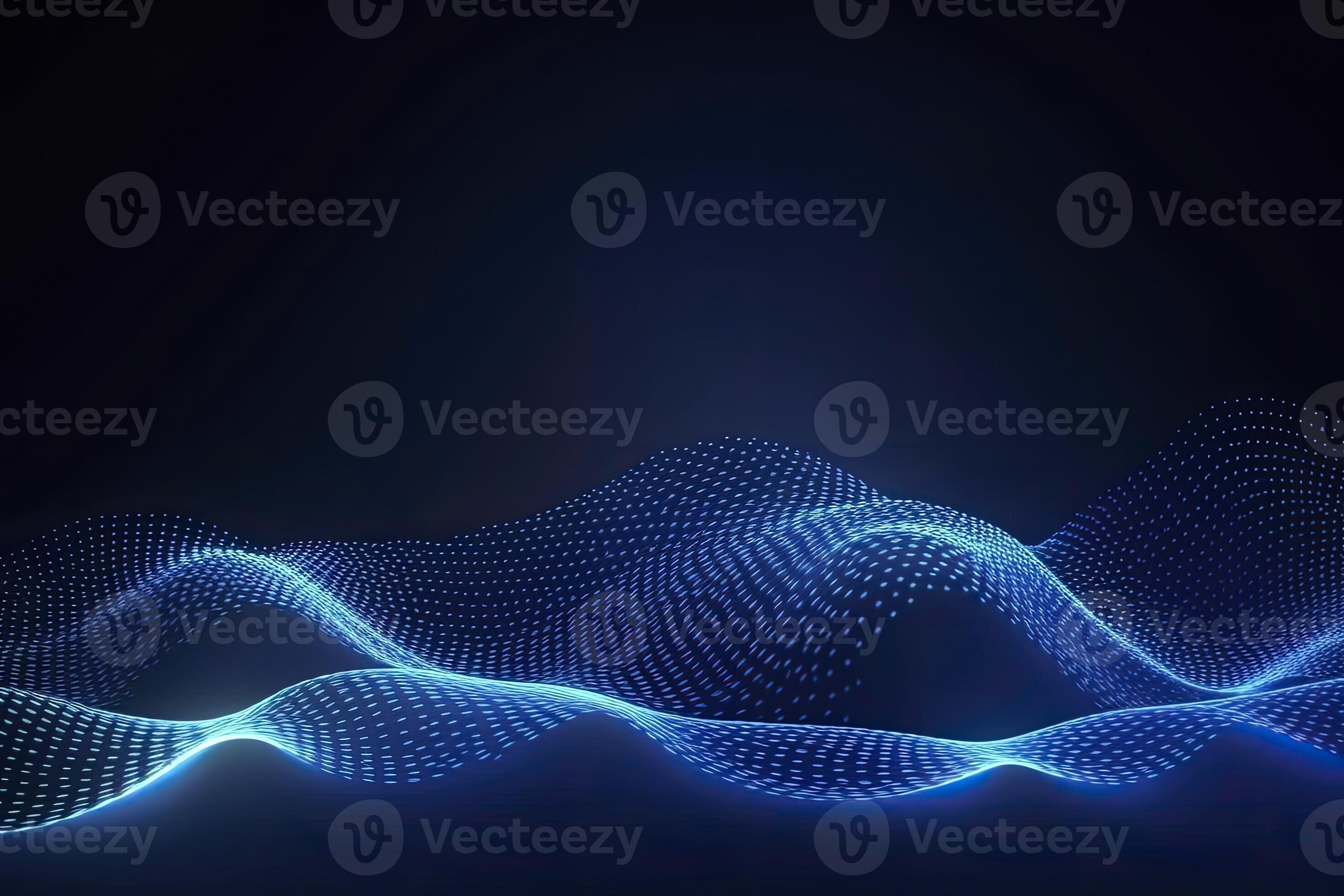 AI generated Dynamic blue particle wave. Abstract sound visualization. Digital structure of the ...