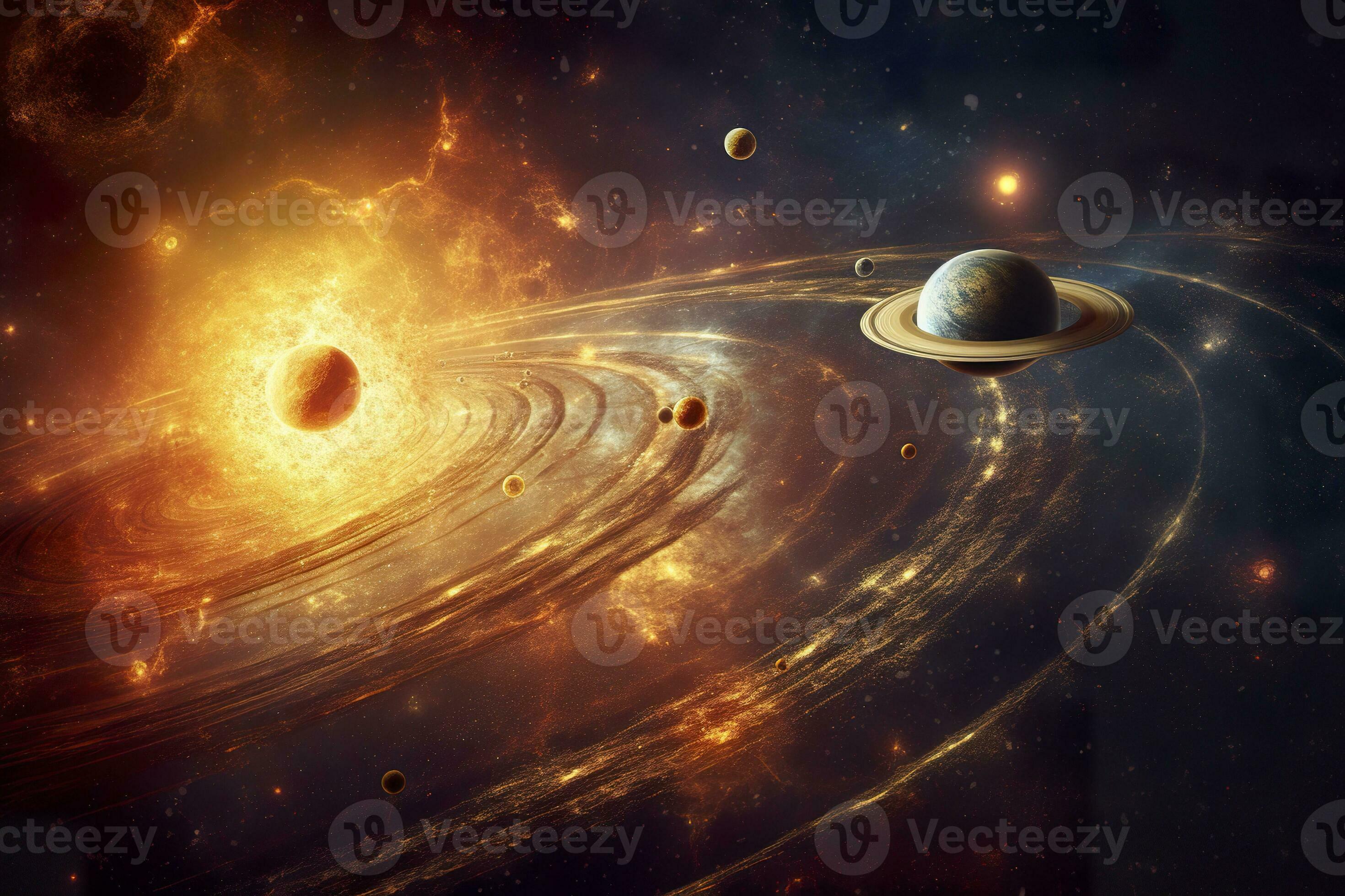 Ai Generated Our 3d Solar System With Planets In Orbits Path Ai
