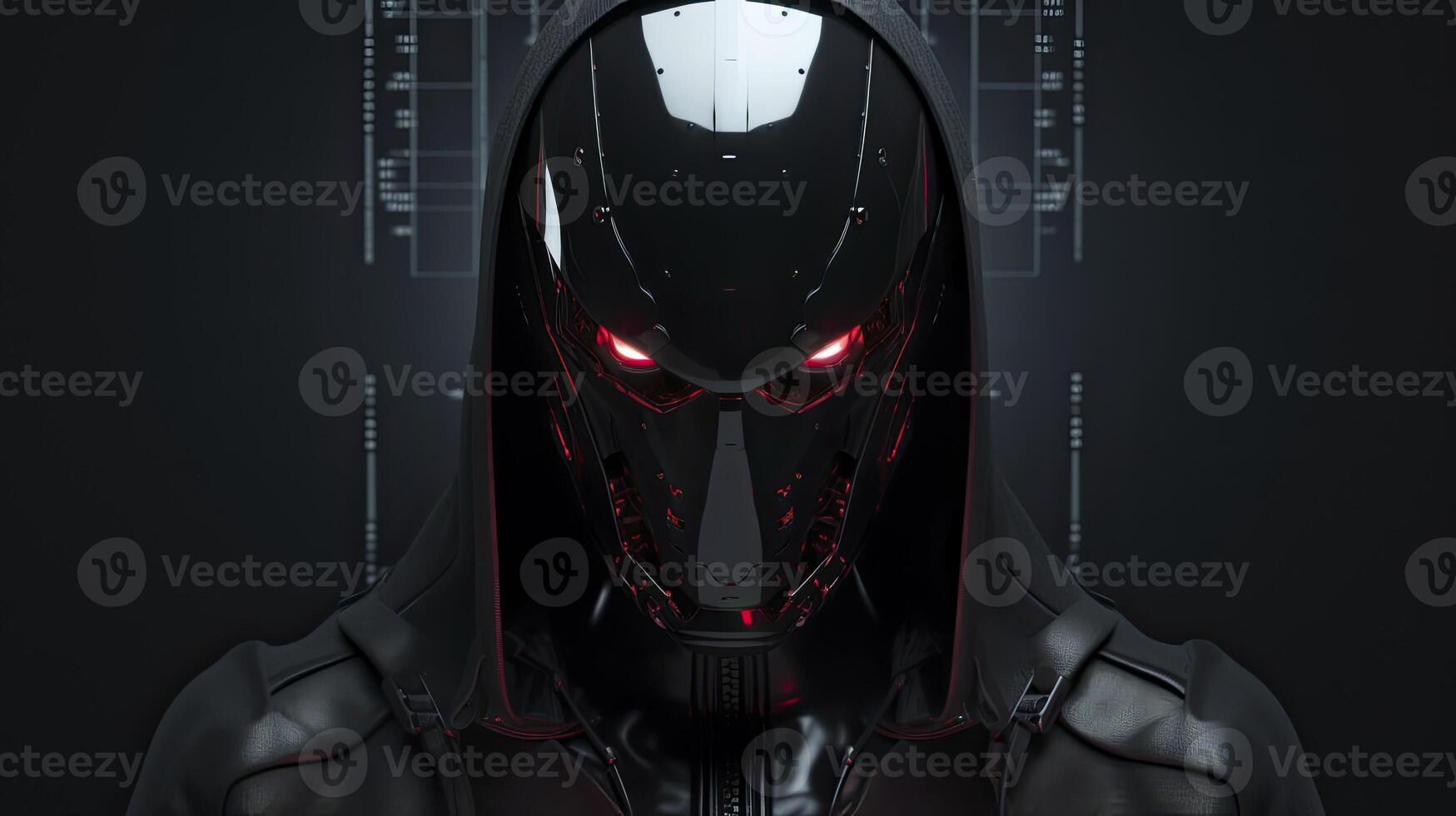 AI generated Binary Intrigue. Anonymous robotic hacker. Concept of hacking. AI Generated ...