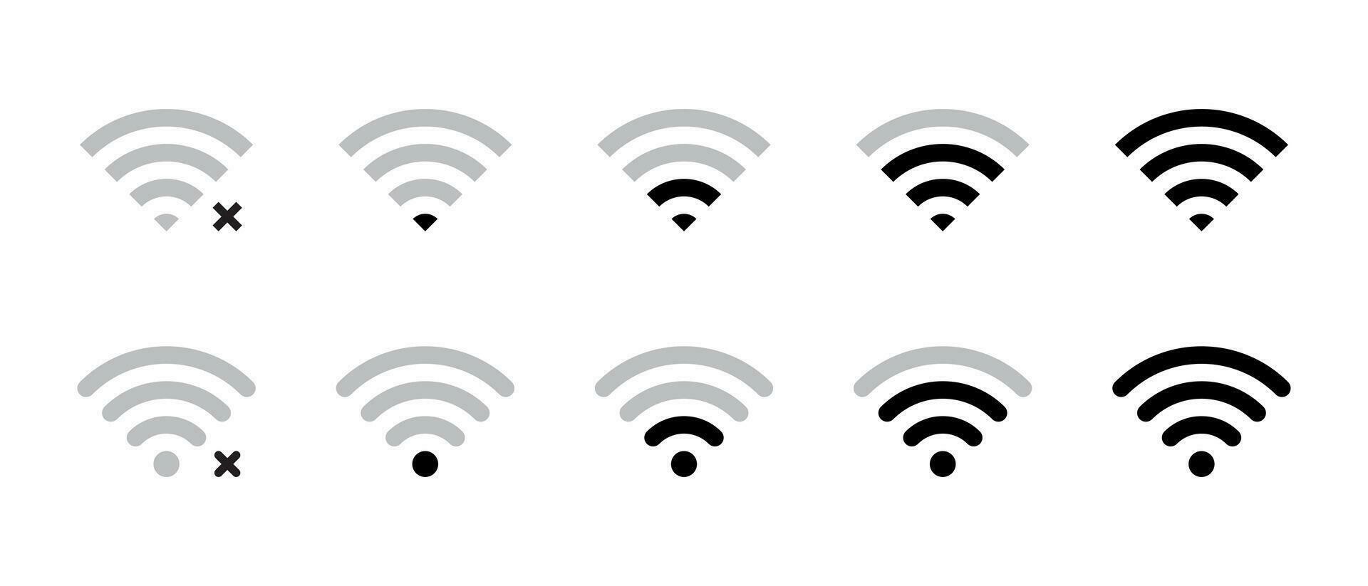 Wifi signal strength icon set in flat style. Wireless connection network symbol vector 35878751 ...