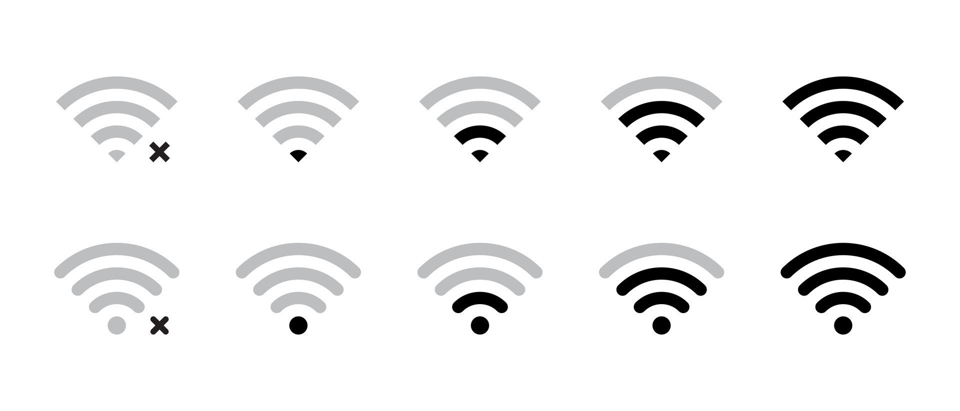 Wifi Signal Strength Icon Set In Flat Style Wireless Connection Network Symbol Vector 35878751