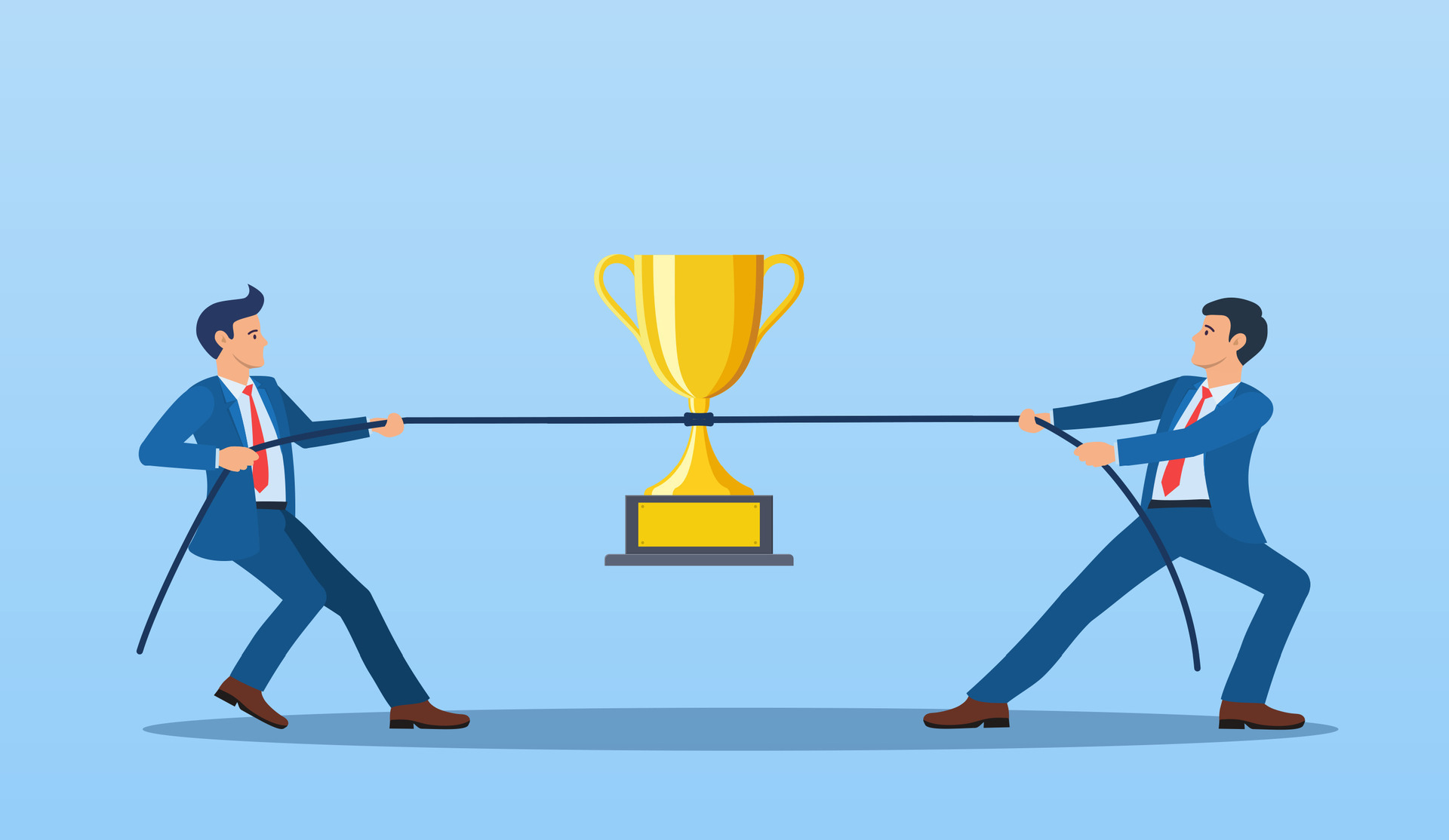 Two Businessmen Pulling Opposite Ends of Rope, Business Competition ... Two Businessmen Pulling Opposite Ends of Rope, Business Competition ...