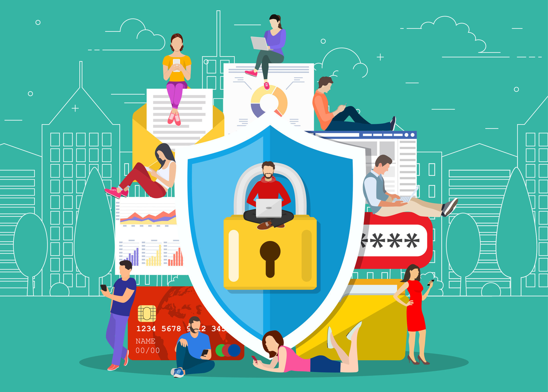 Data protection concept.Safety and confidential data protection ... Data protection concept.Safety and confidential data protection ...