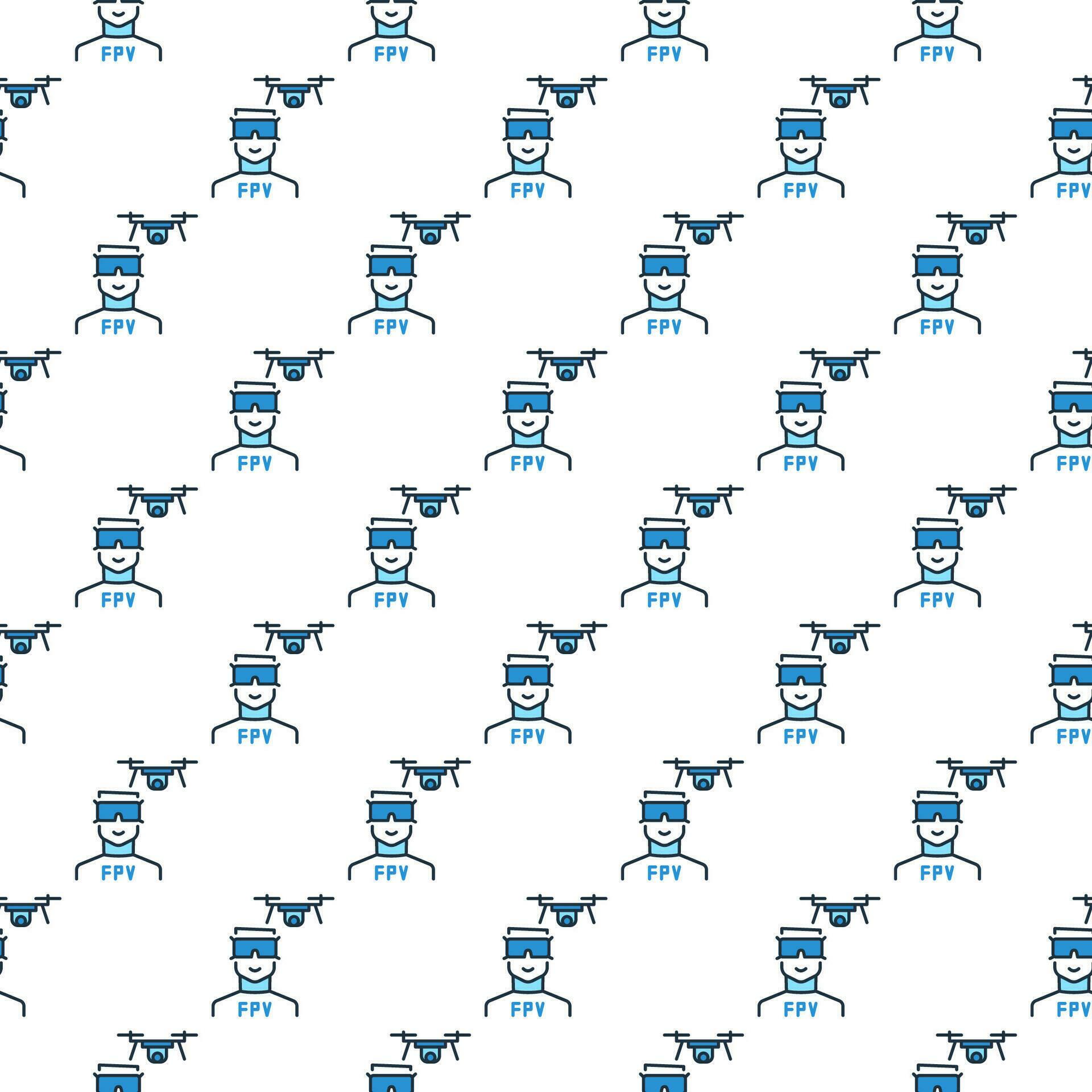 Man With Goggles And Fpv Drone Vector Colored Seamless Pattern 35883985 Vector Art At Vecteezy