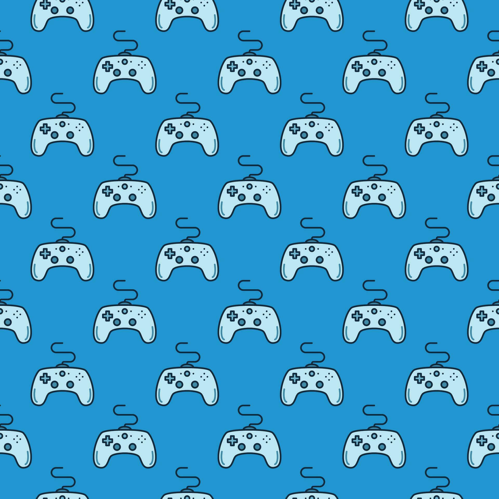 Computer Gamepad Vector Gamer Controlling Device Blue Modern Seamless