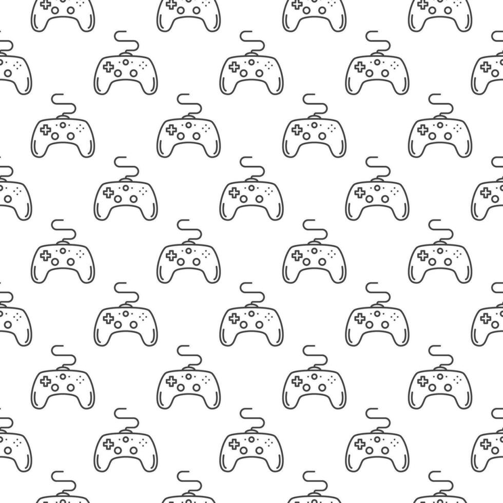 Gamepad For Computer Vector Gamer Controlling Device Simple Seamless Pattern In Thin Line Style