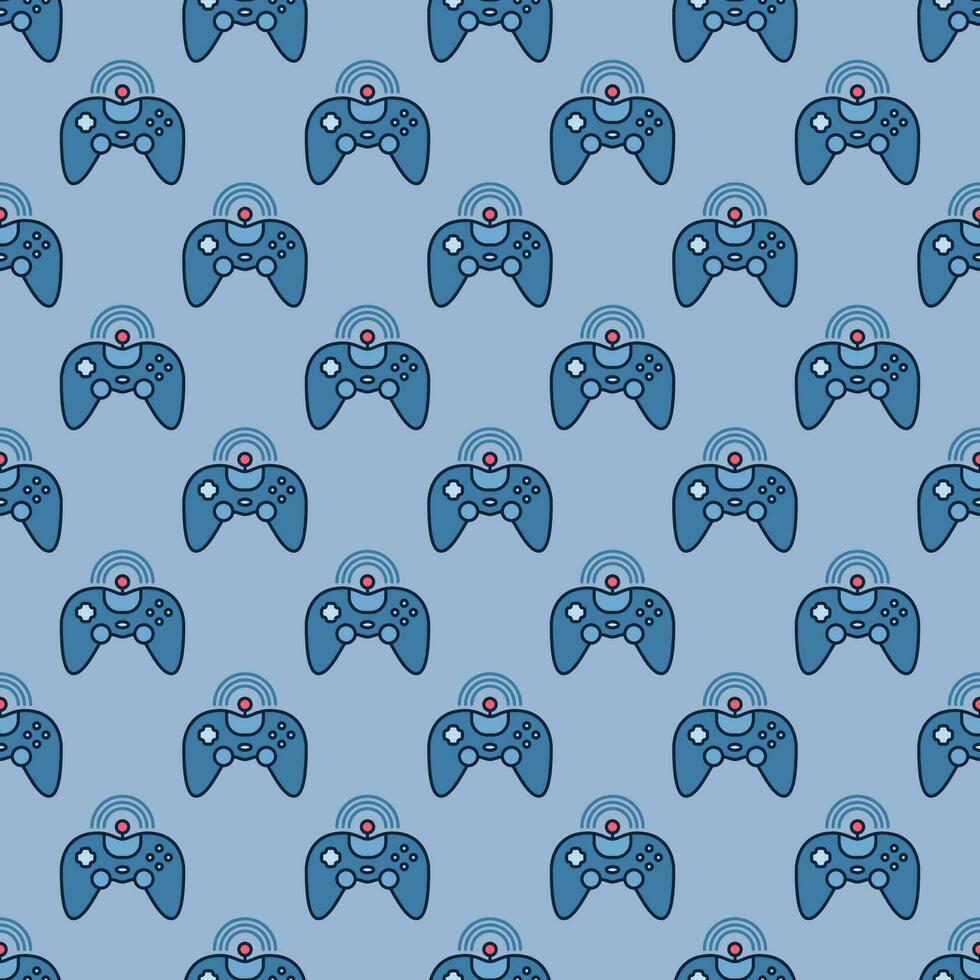 Wireless Videogame Controller Vector Gamepad Colored Seamless Pattern 35884096 Vector Art At