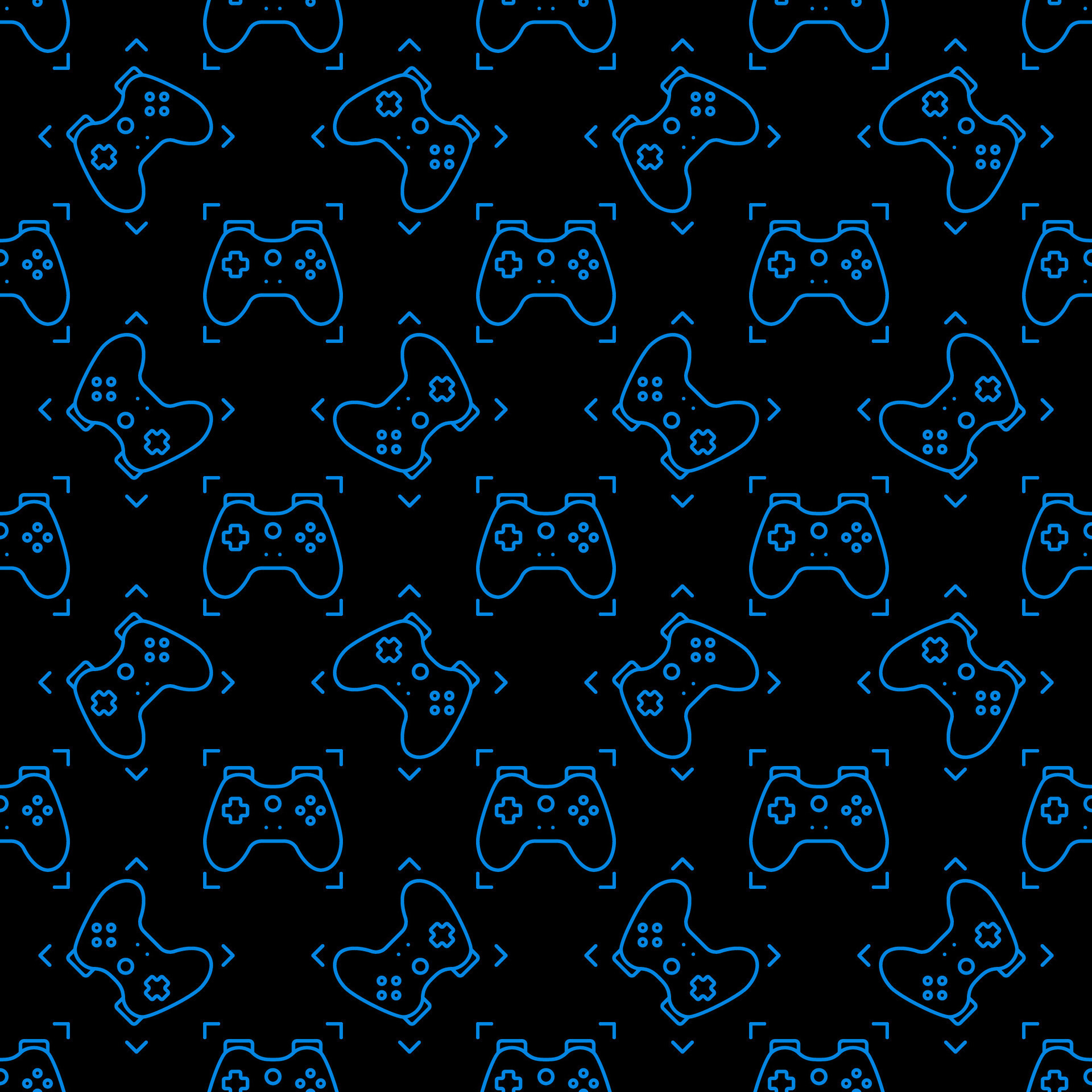 Game Controller For Gamer Vector Gamepad Dark Seamless Pattern In