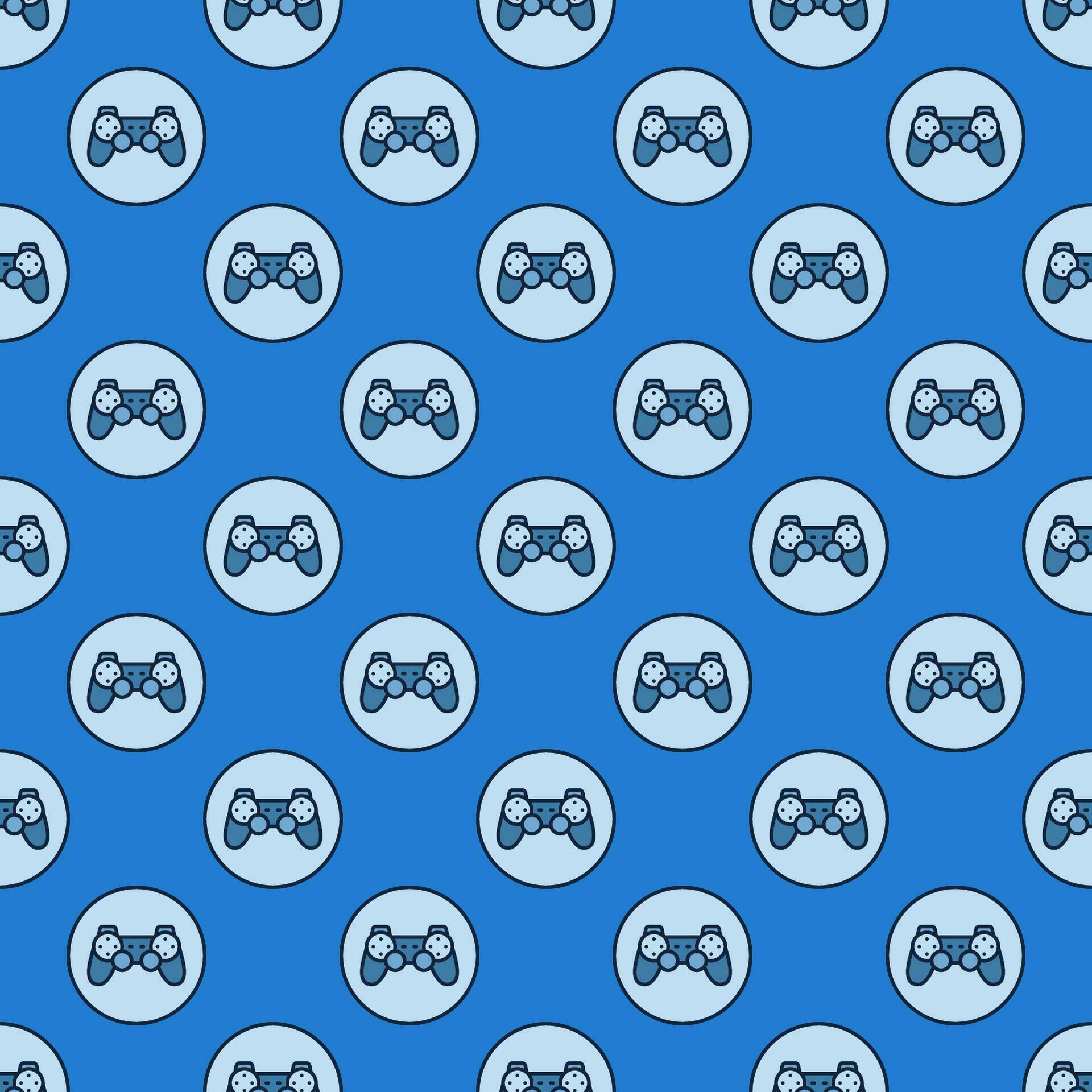 Circle With Videogame Controller Vector Joypad Colored Seamless Pattern