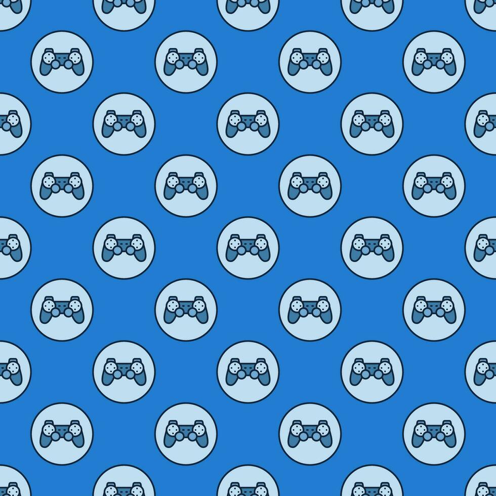 Circle With Videogame Controller Vector Joypad Colored Seamless Pattern