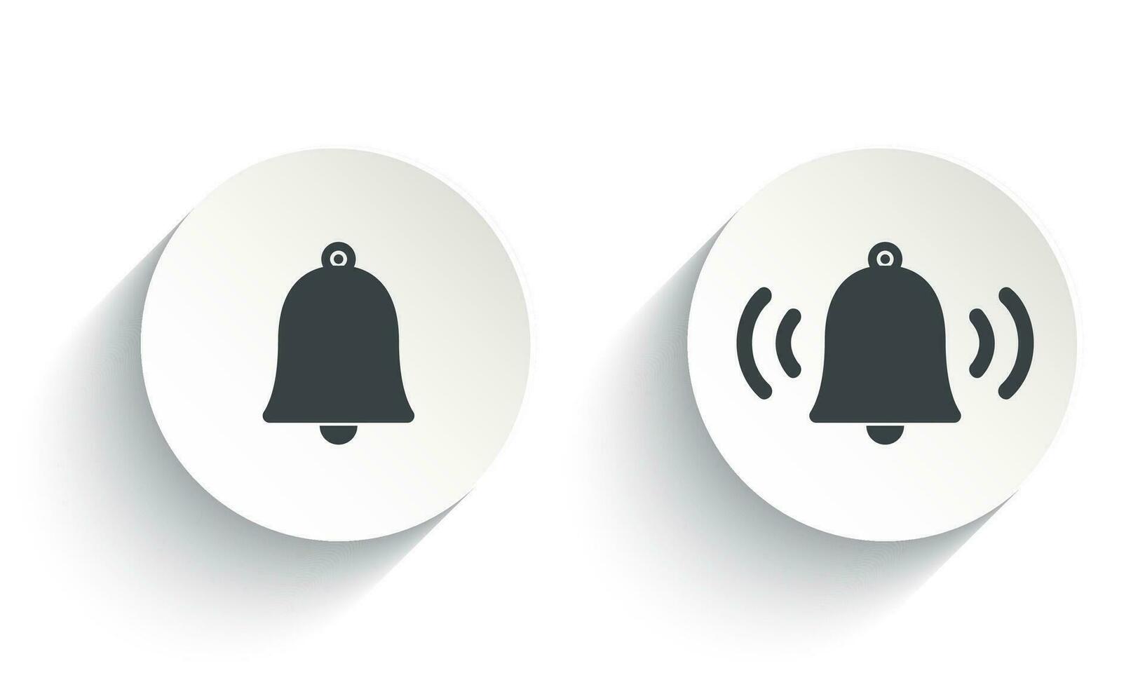 Vector bell icon set with shadow on a round white button. 35885382 ...