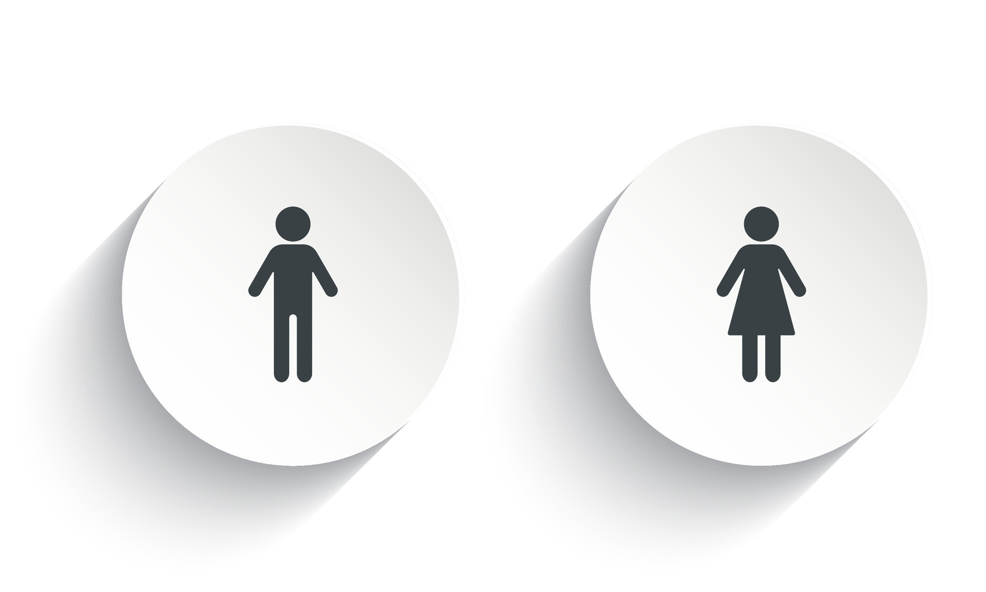 male and female icon for your web site design. Vector gender icon set with shadow on a round ...