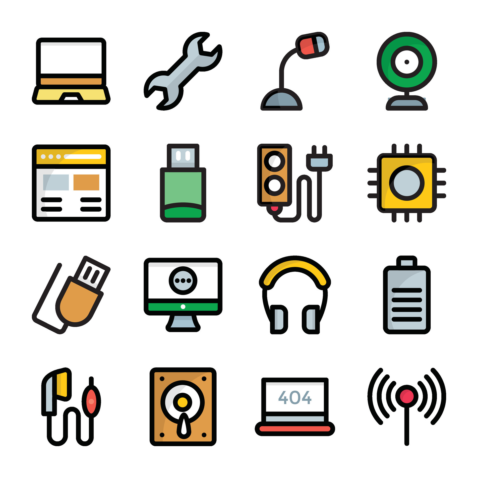 Pack of Computer Components Icons 35887539 Vector Art at Vecteezy