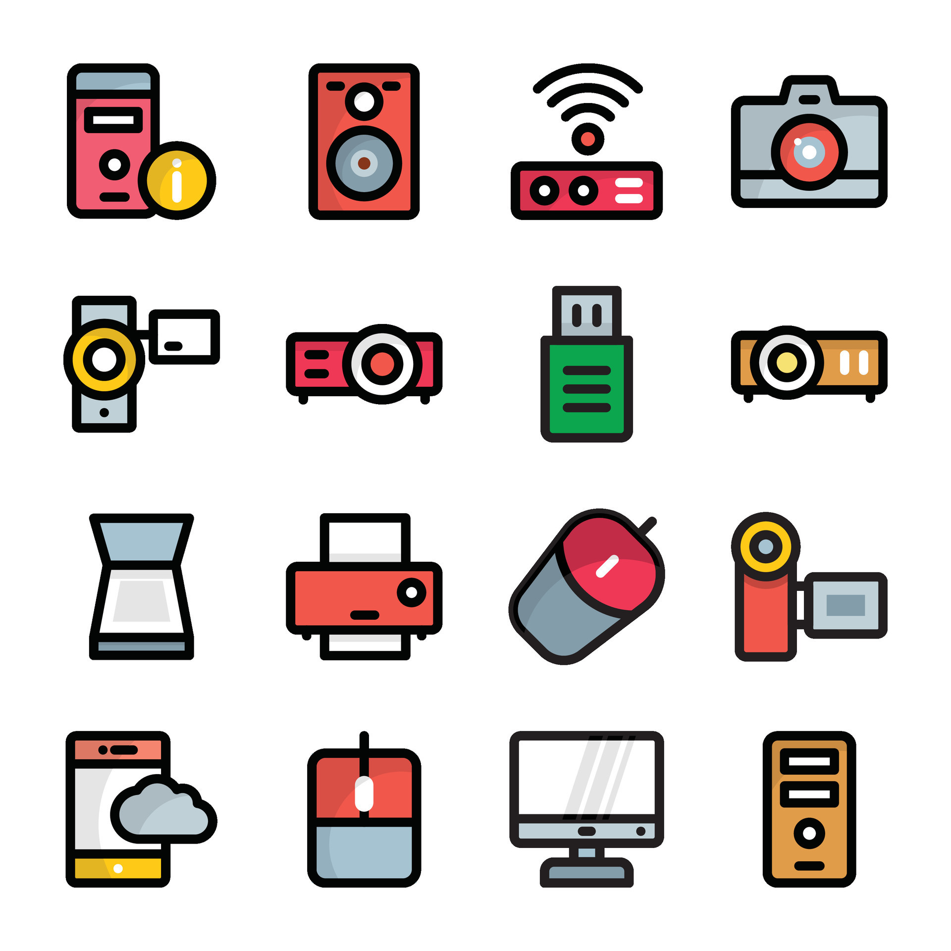 Pack of Computer Hardware Icons 35887552 Vector Art at Vecteezy