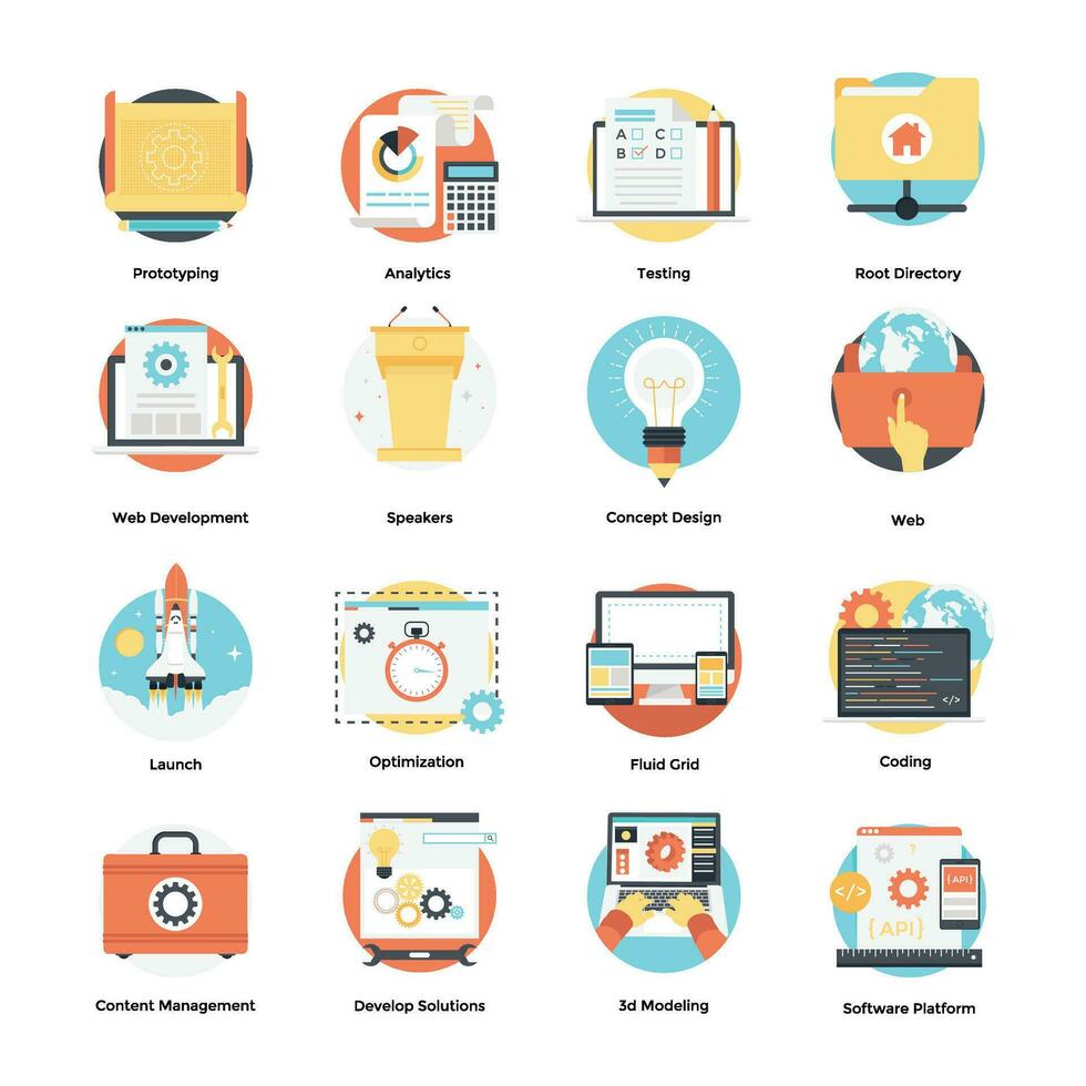 Web Development Flat Vector Icons Set 35887759 Vector Art at Vecteezy