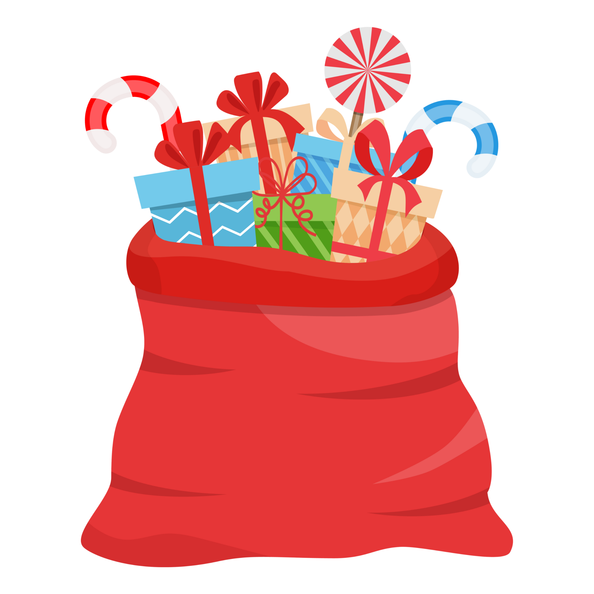 Full Red Bag Of Gifts From Santa Claus Christmas Decorative Element full-red-bag-of-gifts-from-santa-claus-christmas-decorative-element