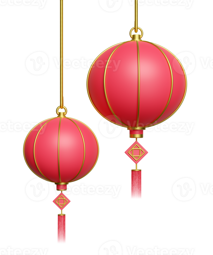 3d chinese lantern hanging for chinese new year festival. 3d render ...