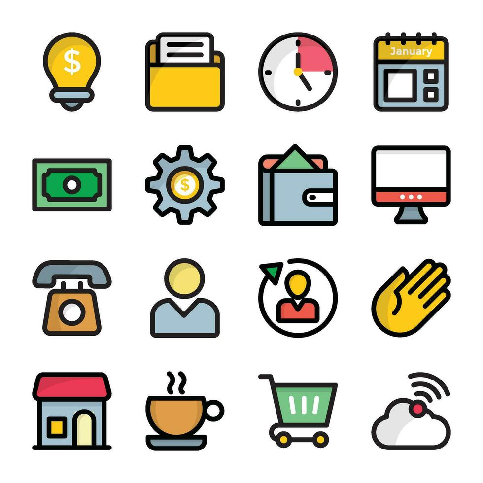 Business Flat Vector Icons Set 35889077 Vector Art at Vecteezy