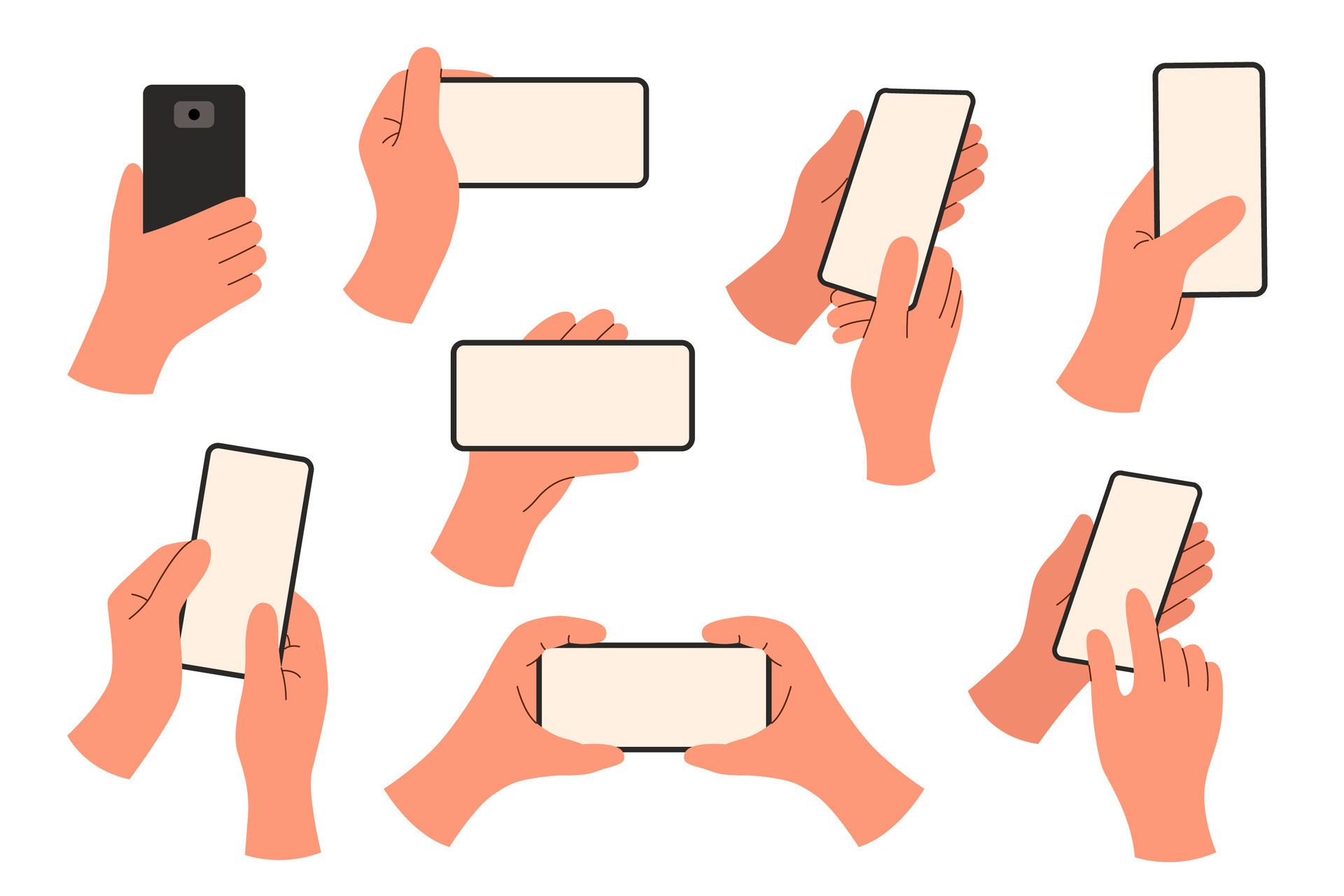 Hands with phone set 35889335 Vector Art at Vecteezy