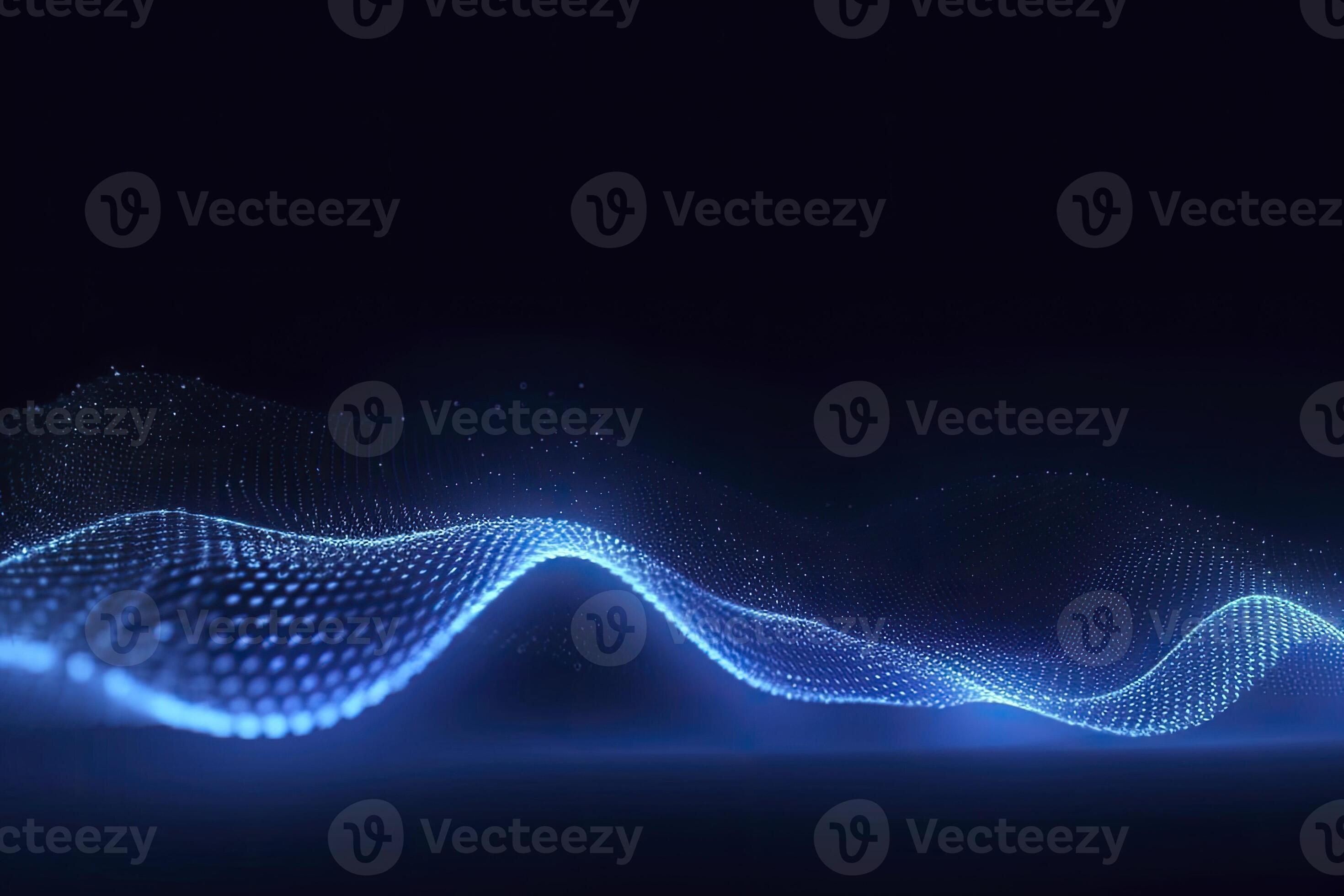 AI generated Dynamic blue particle wave. Abstract sound visualization. Digital structure of the ...