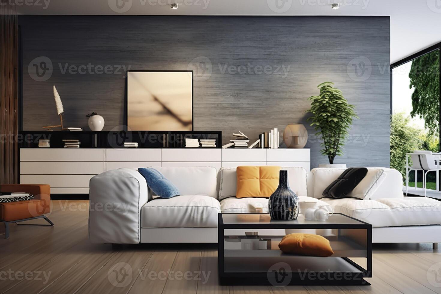 AI generated Modern living room with sofa and furniture. AI Generated ...