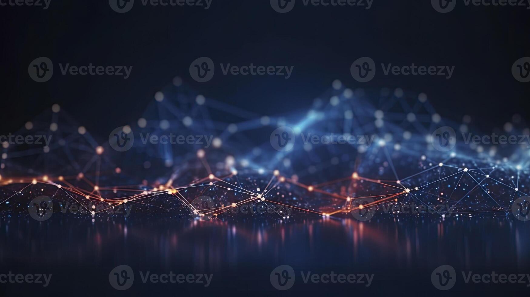 Ai Generated Abstract Connected Dots And Lines Motion Of Digital Data Flow Ai Generated