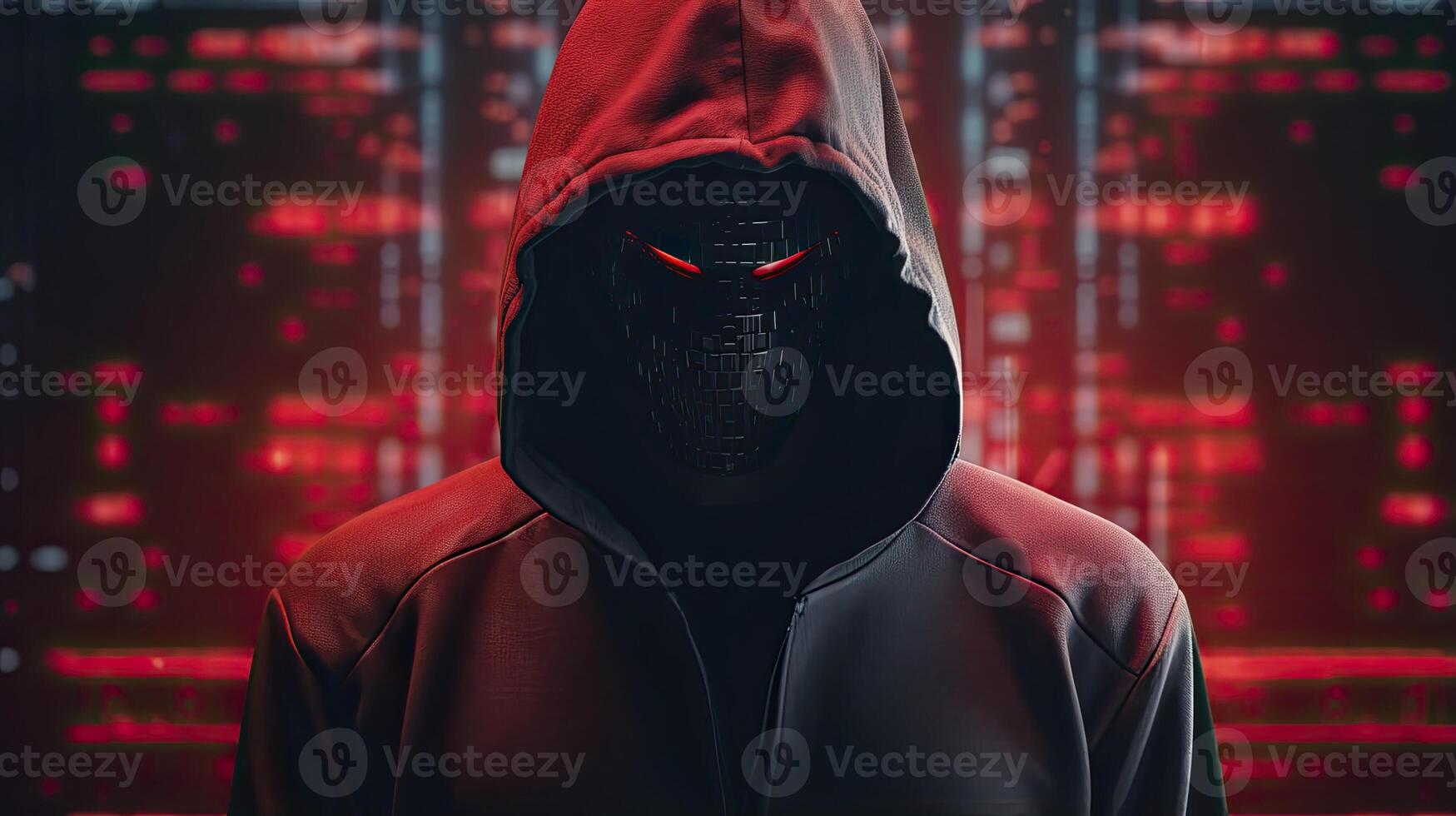 AI generated Binary Intrigue. Anonymous robotic hacker. Concept of hacking. AI Generated ...