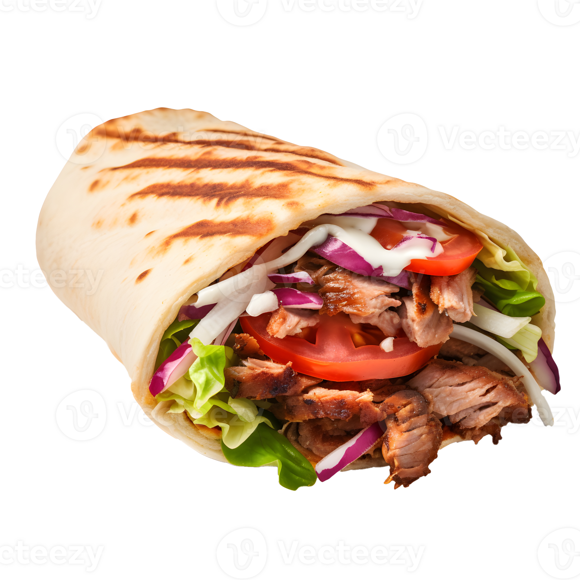 AI generated Close up photo of big and fresh doner without background ...