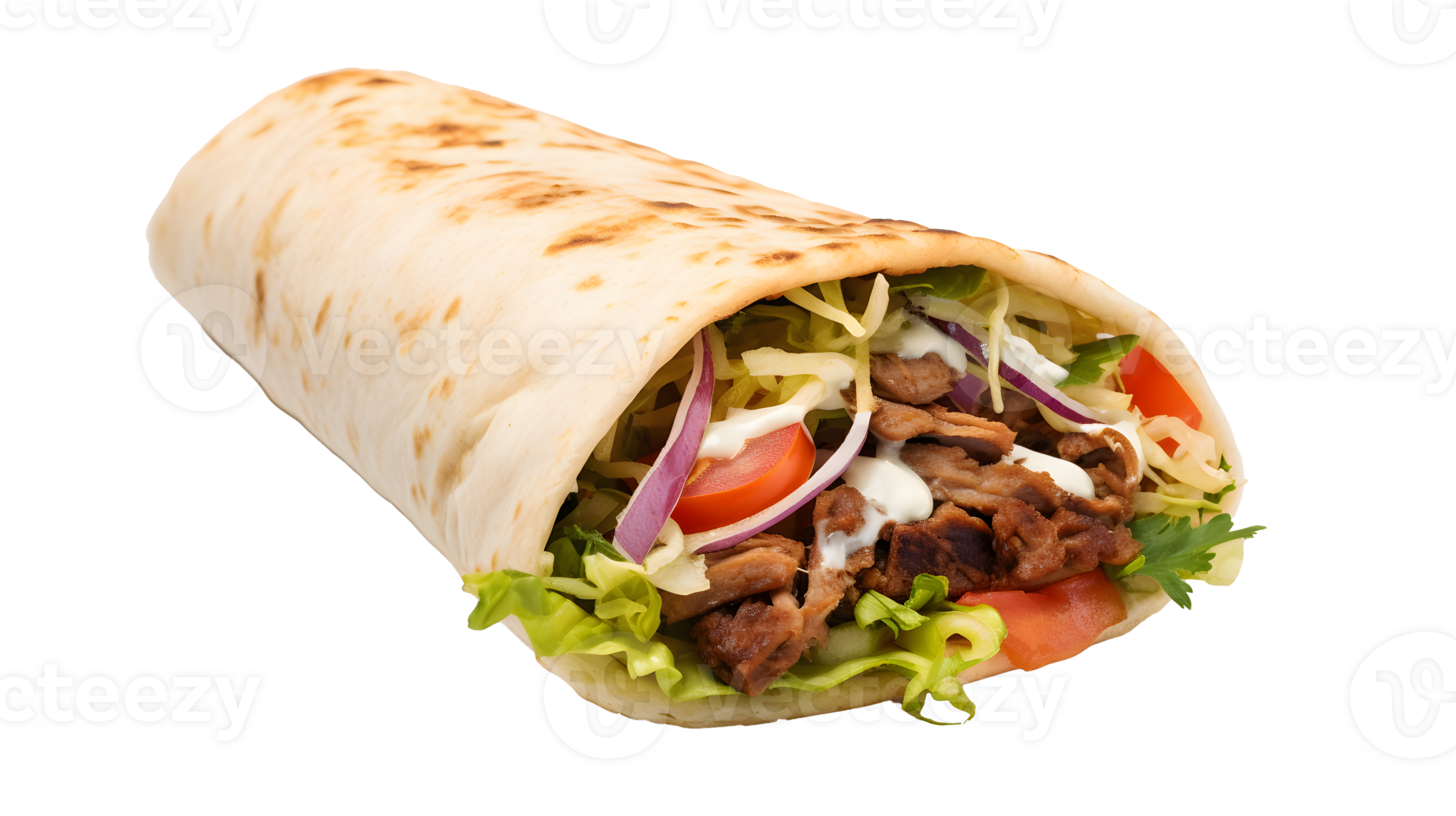 AI generated Close up photo of big and fresh doner without background ...