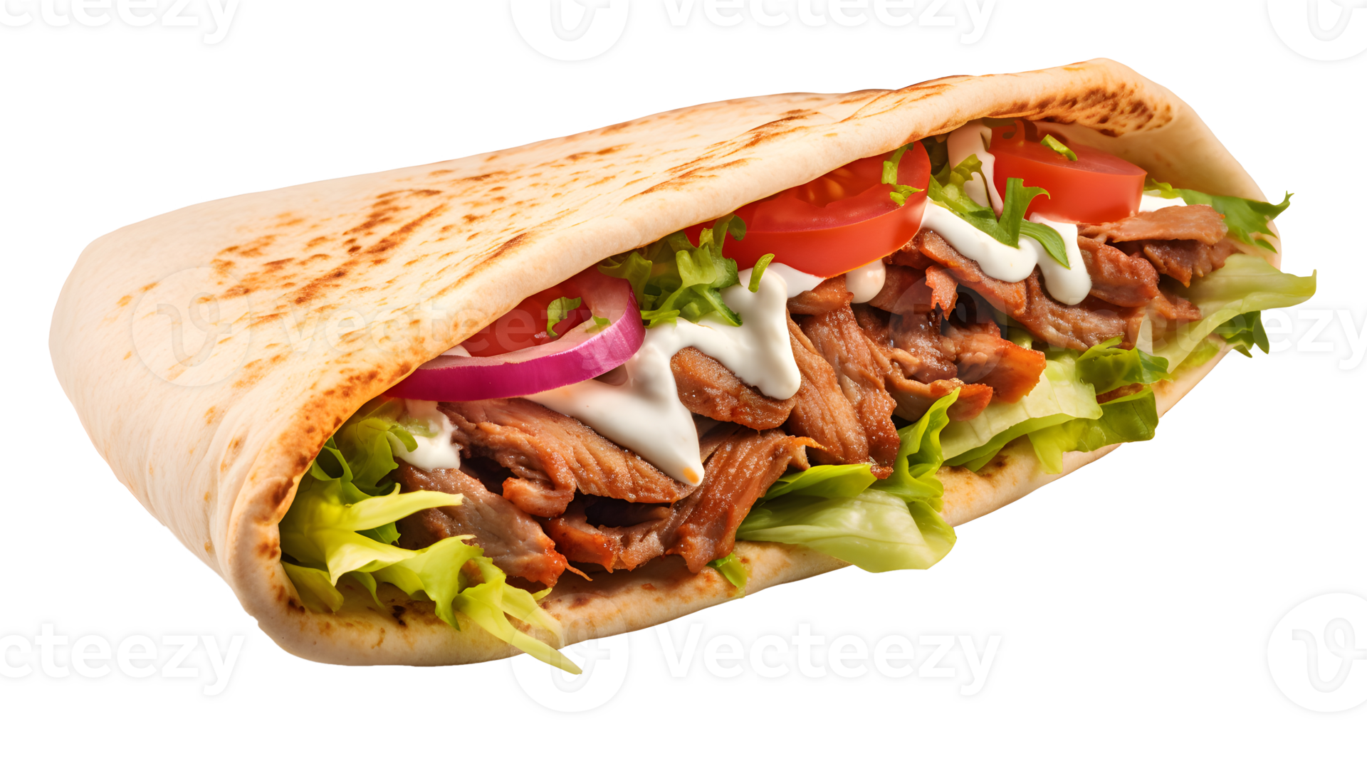 AI generated Close up photo of big and fresh doner without background ...