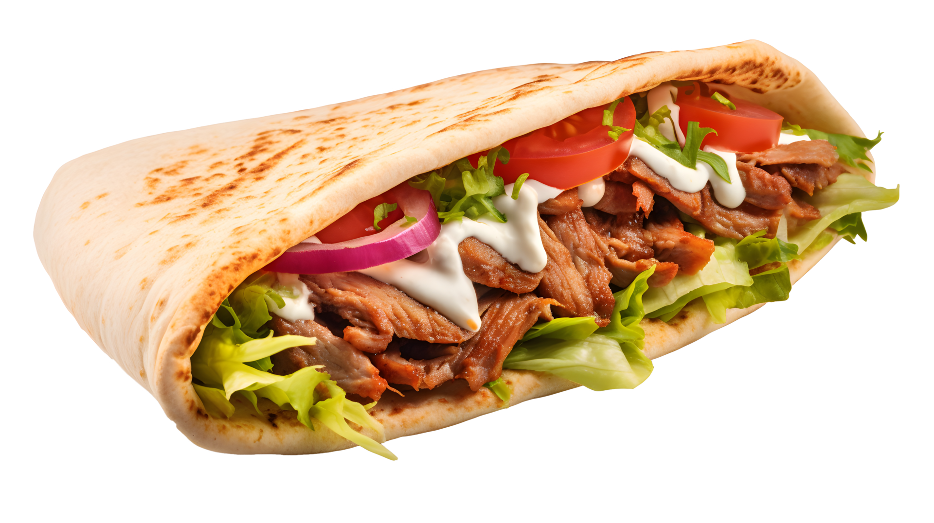 AI generated Close up photo of big and fresh doner without background ...