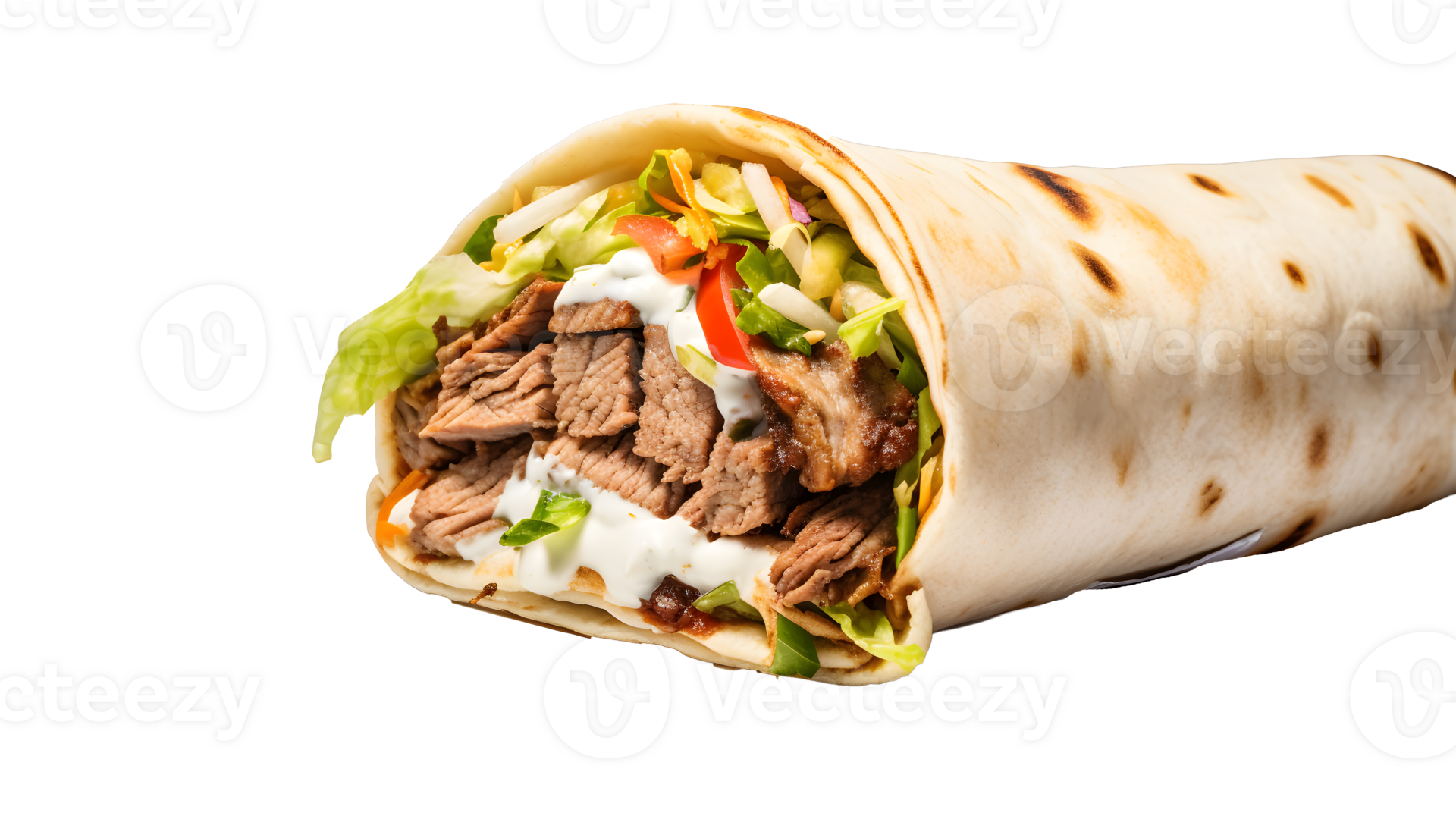 AI generated Close up photo of big and fresh doner without background ...