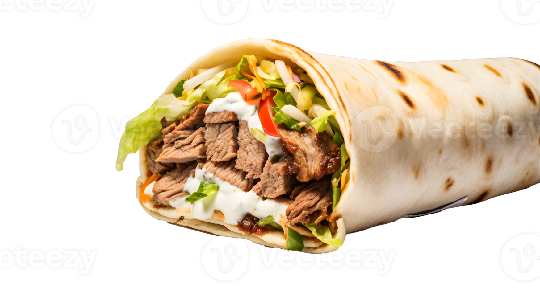 AI generated Close up photo of big and fresh doner without background ...
