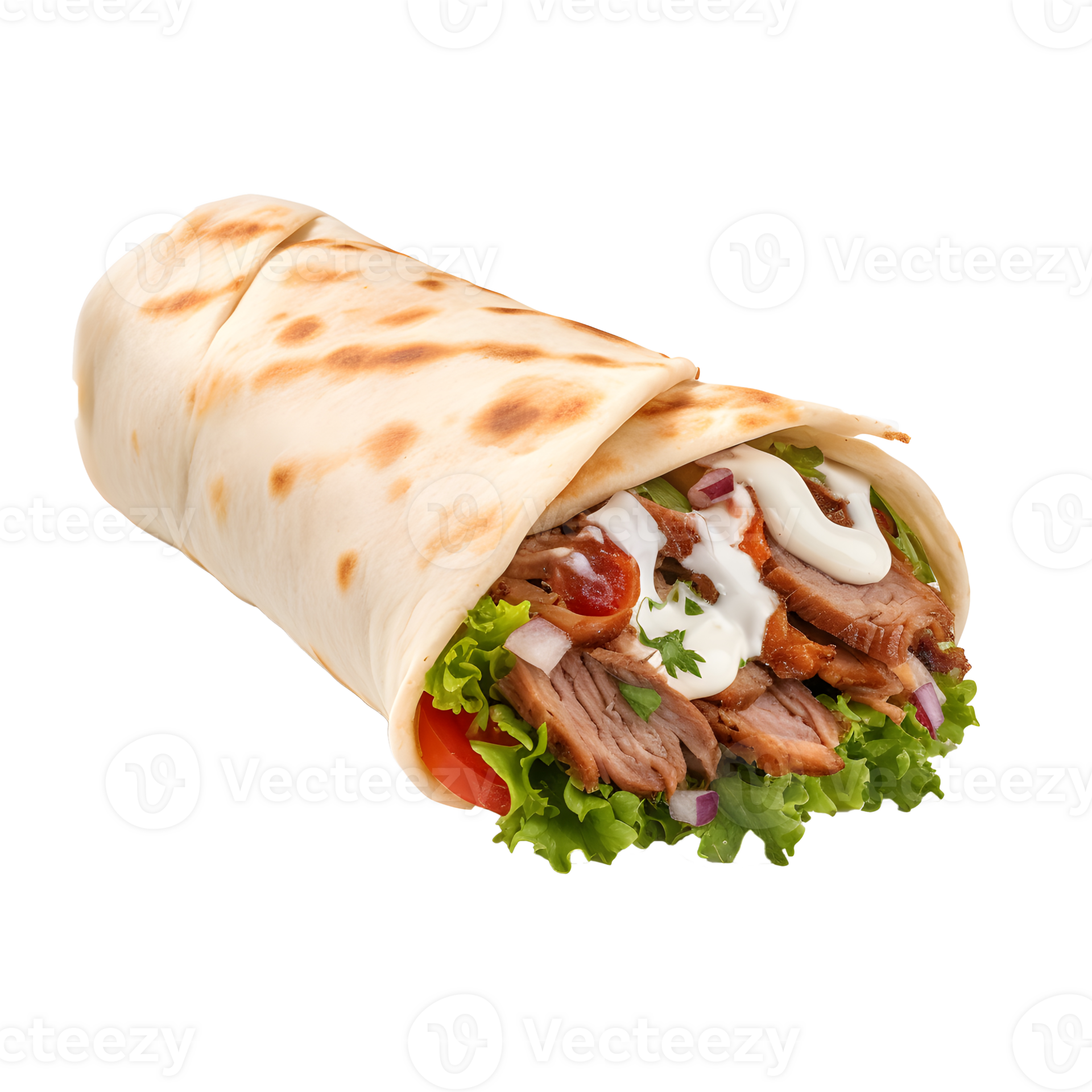 AI generated Close up photo of big and fresh doner without background ...