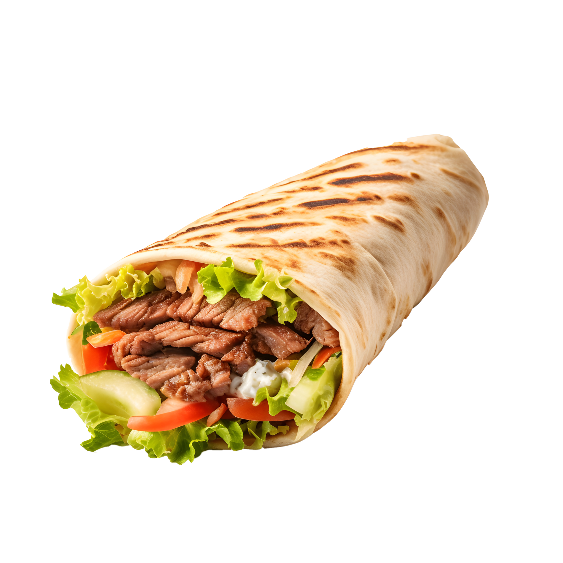 AI generated Close up photo of big and fresh doner without background ...