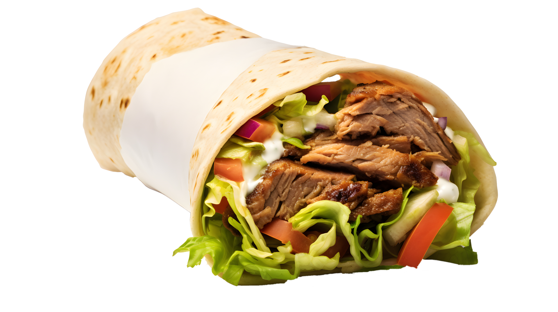AI generated Close up photo of big and fresh doner without background ...