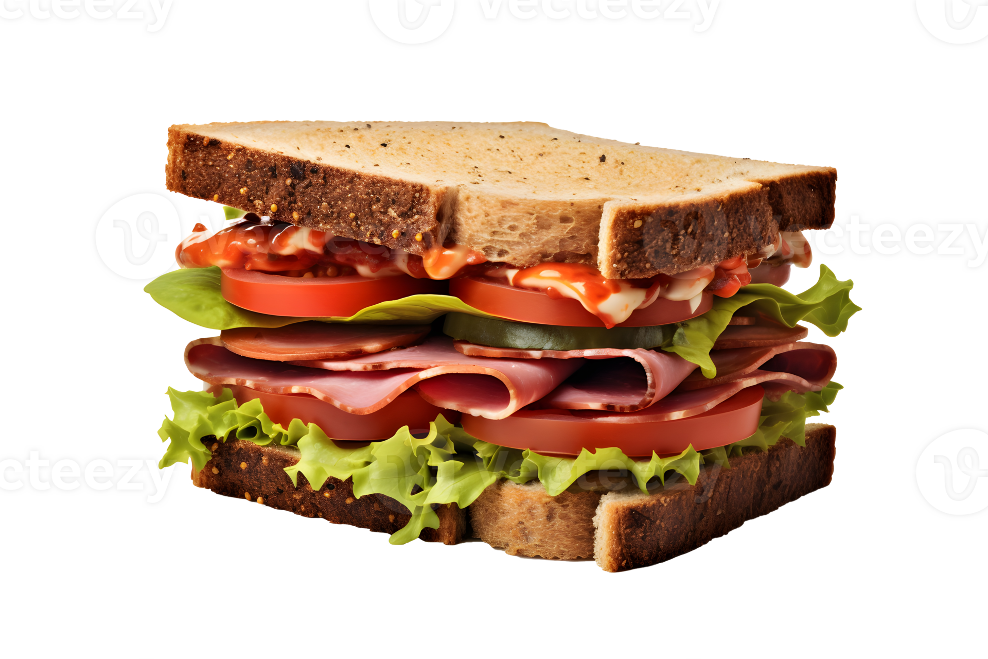 AI generated Close up photo of big and tasty sandwich without ...