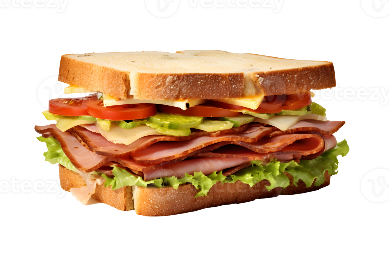 AI generated Close up photo of big and tasty sandwich without ...