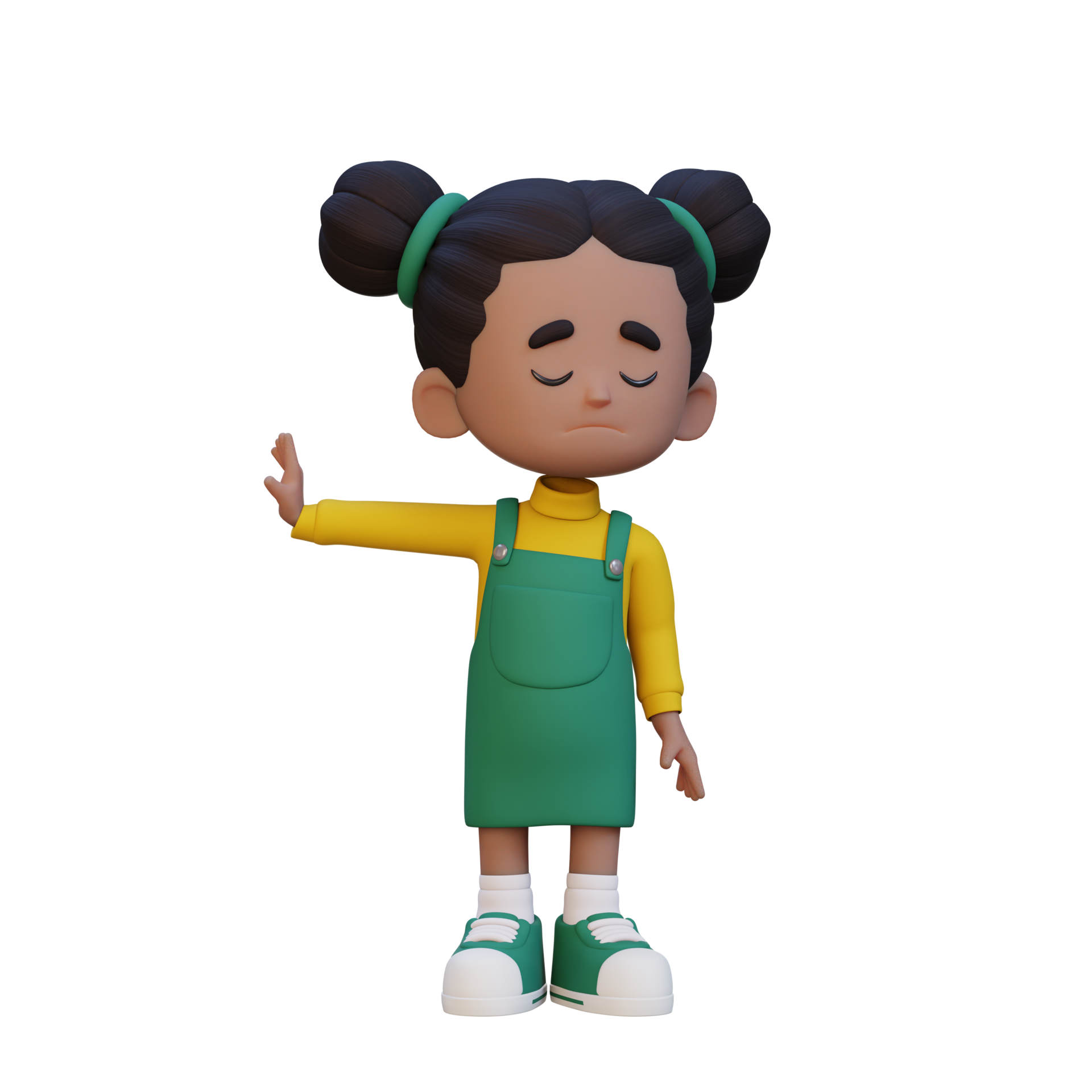 3d Cute Girl Character Rejection Pose 35897829 Png