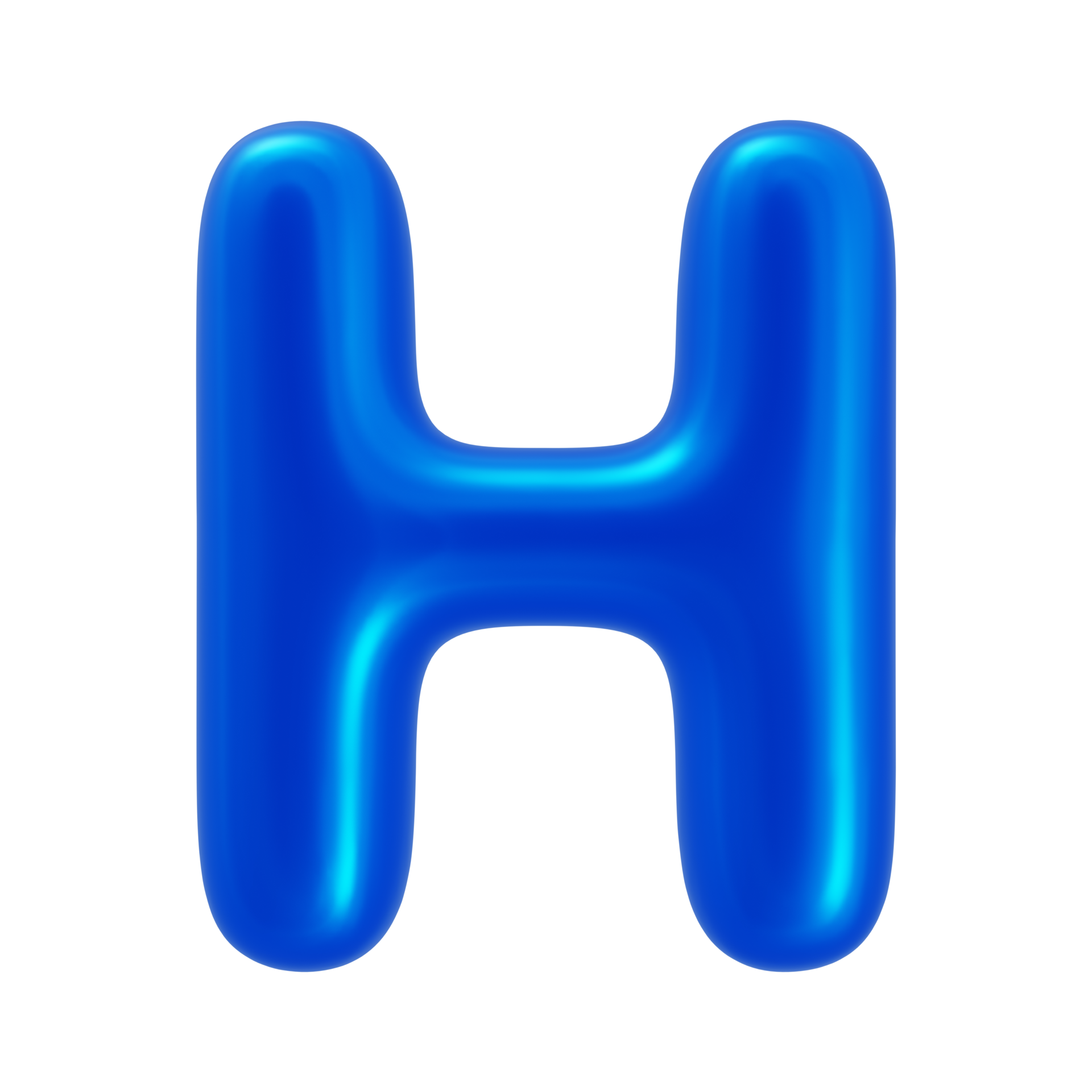 3d alphabet letter h with blue color 35898405 PNG