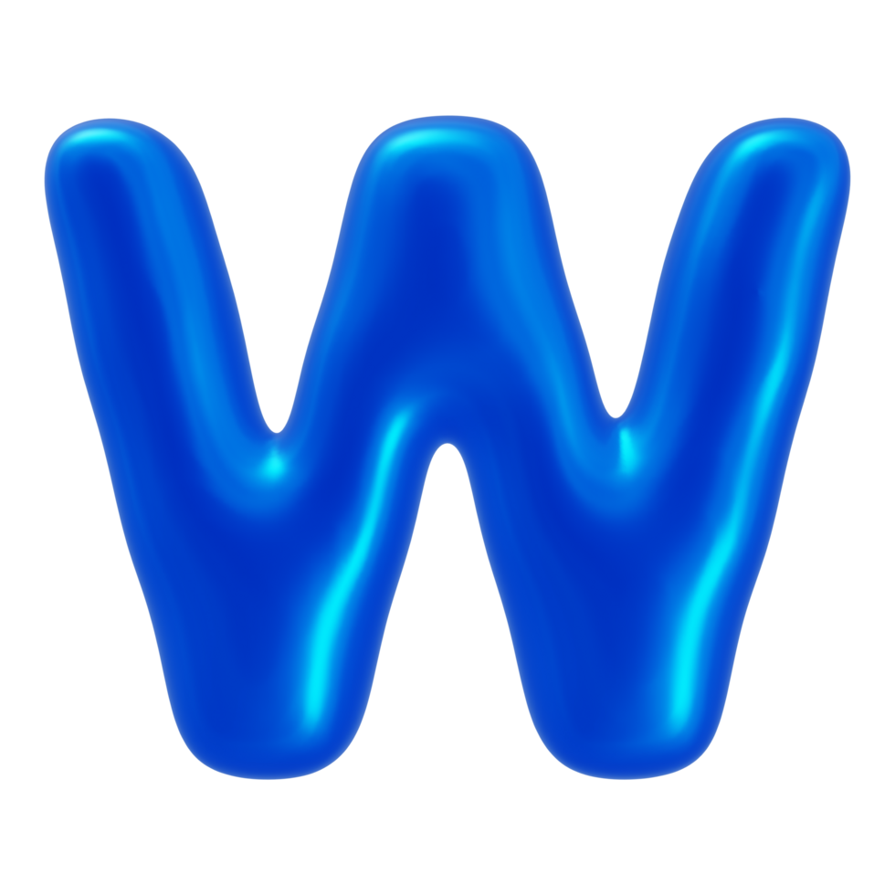 3d alphabet letter w with blue color 35898409 PNG