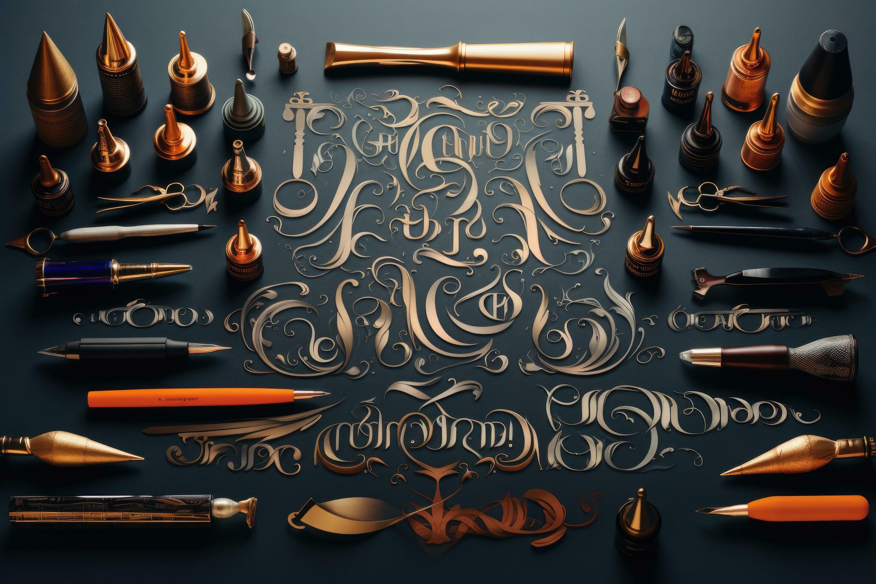 AI generated Calligraphic lettering made of calligraphic elements on ...